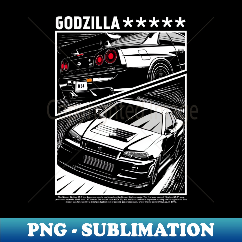 Skyline GT-R R34 - PNG Transparent Sublimation Design - Revo - Inspire ...