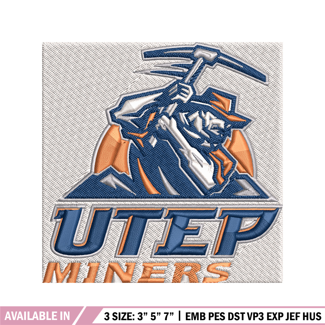 UTEP Miners embroidery design, UTEP Miners embroidery, logo | Inspire ...