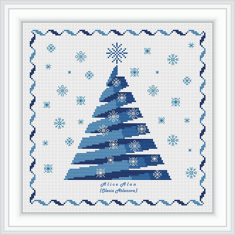 Cross stitch pattern Christmas tree ribbon abstract | Inspire Uplift