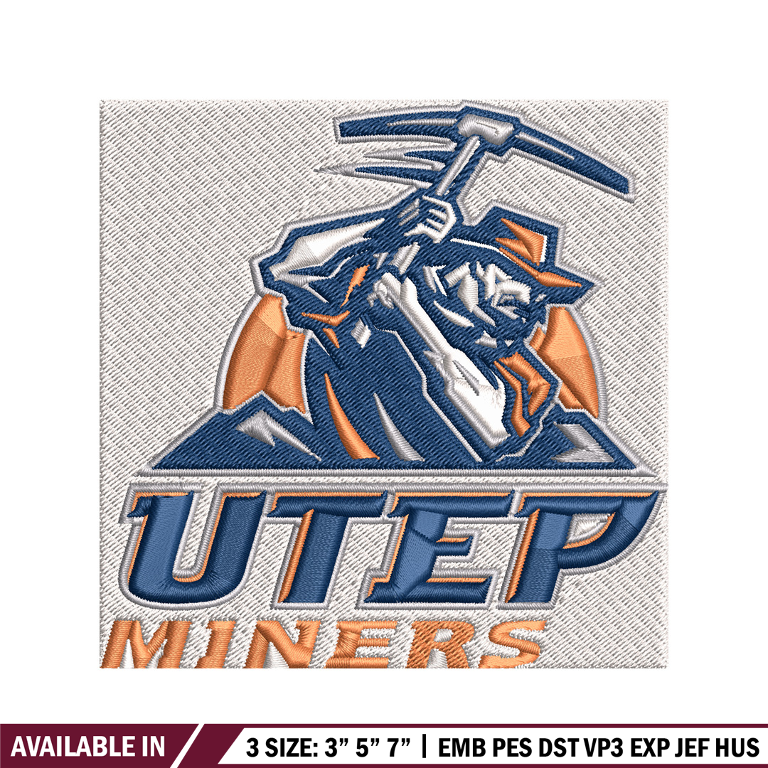 UTEP Miners embroidery design, UTEP Miners embroidery, logo | Inspire ...