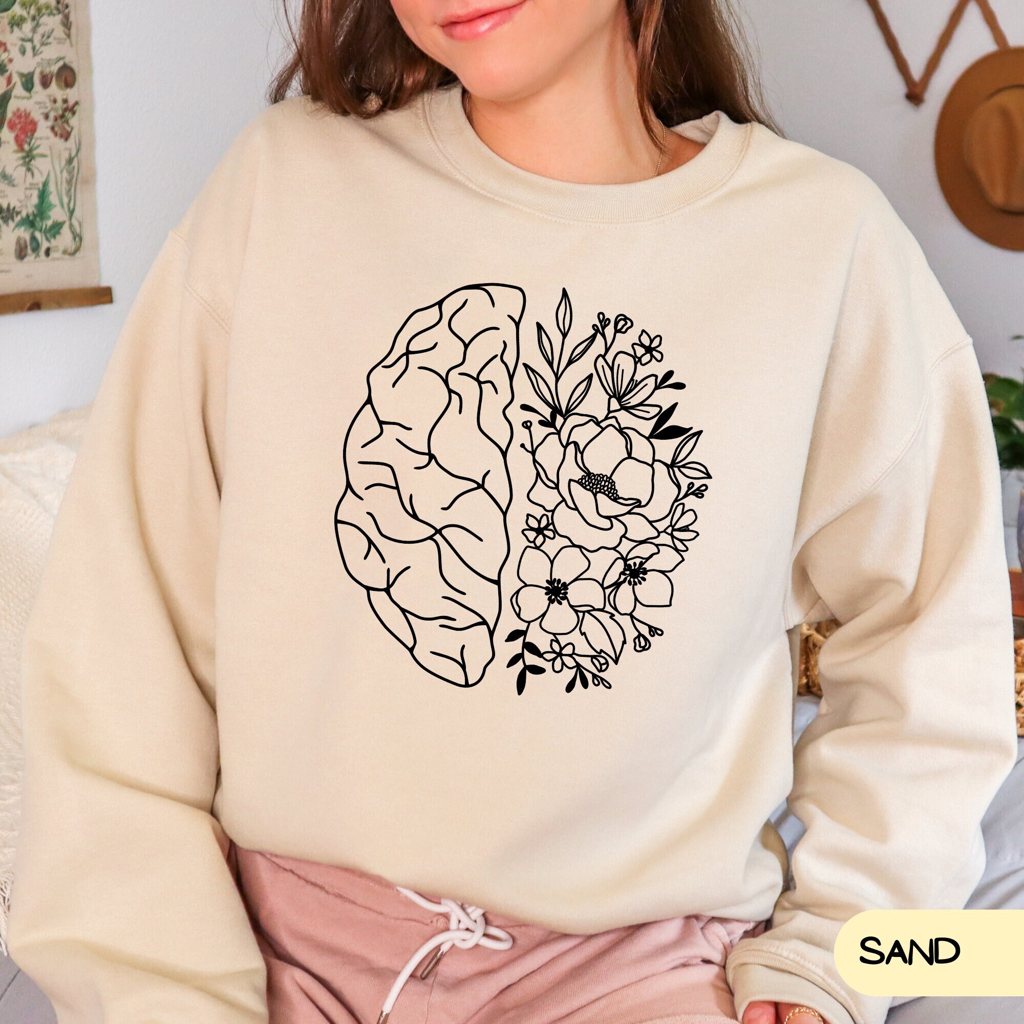 Brain Floral Sweatshirt,Nursing Student Anatomical Layout Br | Inspire ...