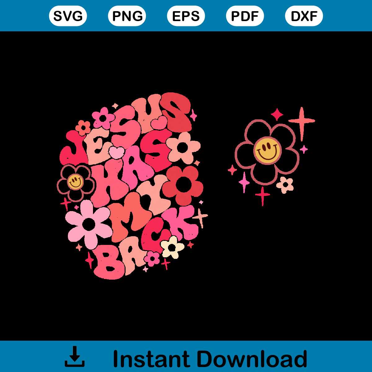 Retro Pink Jesus SVG PNG, Floral Jesus Has My Back, Groovy F | Inspire ...