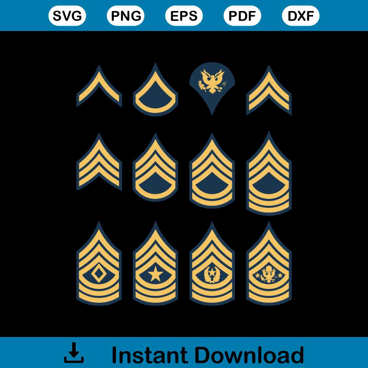 US Army Sergent Enlisted Rank Vectors,SvG,PnG,DxF,EpS file,I - Inspire ...