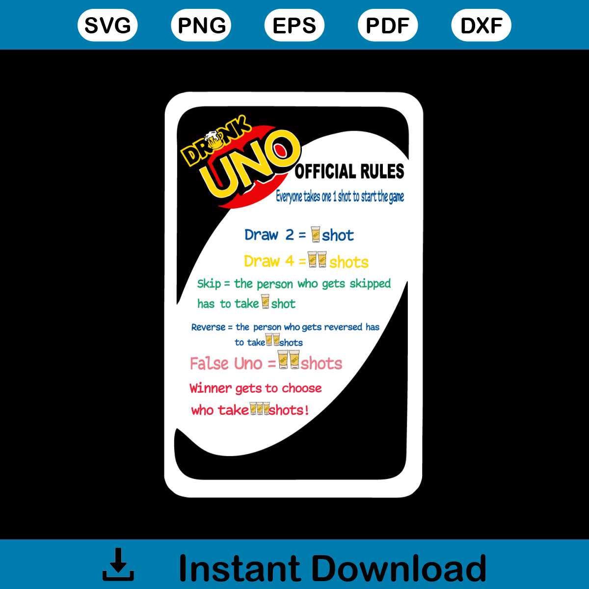 Uno Drink Game Drink Card SVG PNG, Drink Game Uno SVG | Inspire Uplift