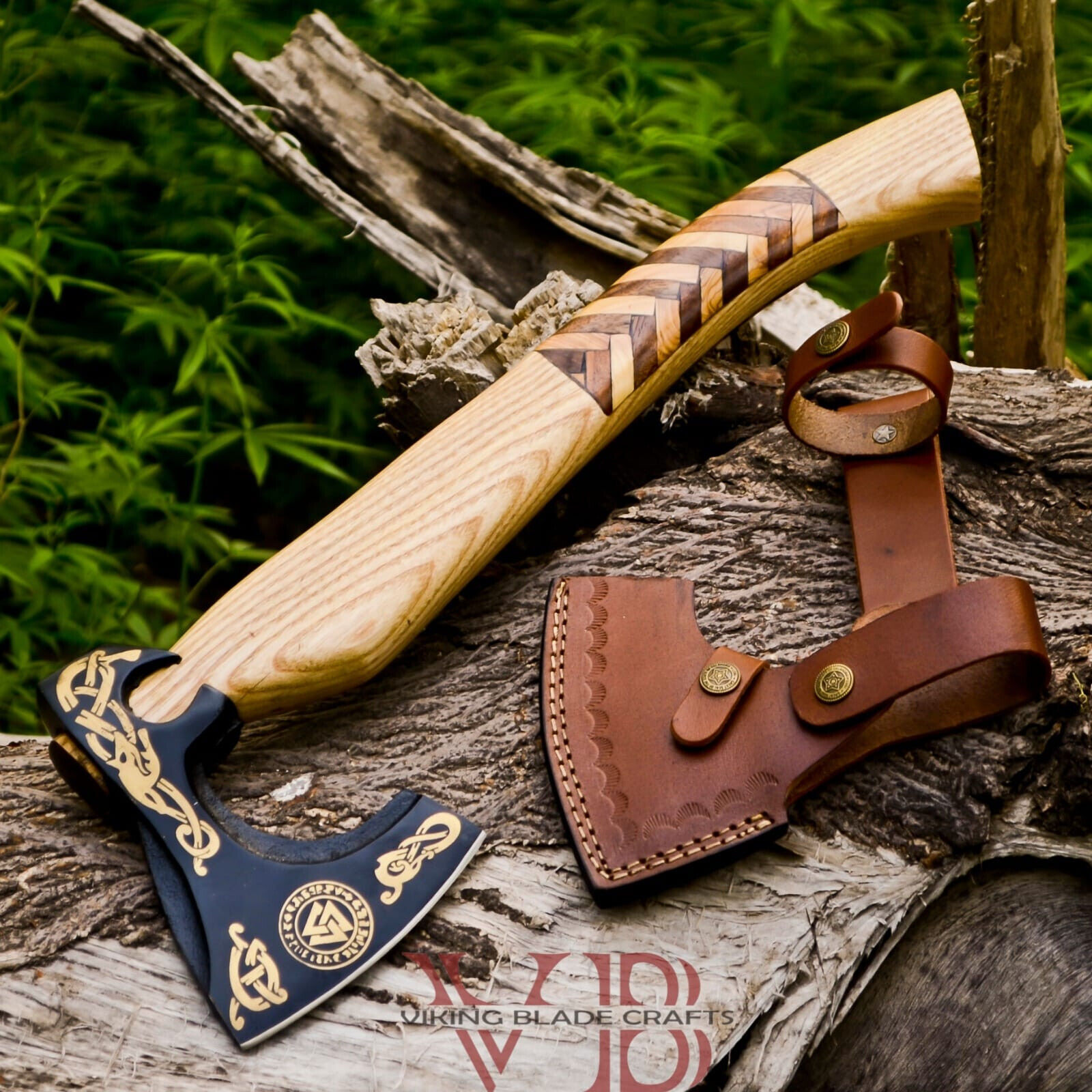 Handmade Hatchet with Gold Engraved Blade, Hand Forged Vikin - Inspire ...