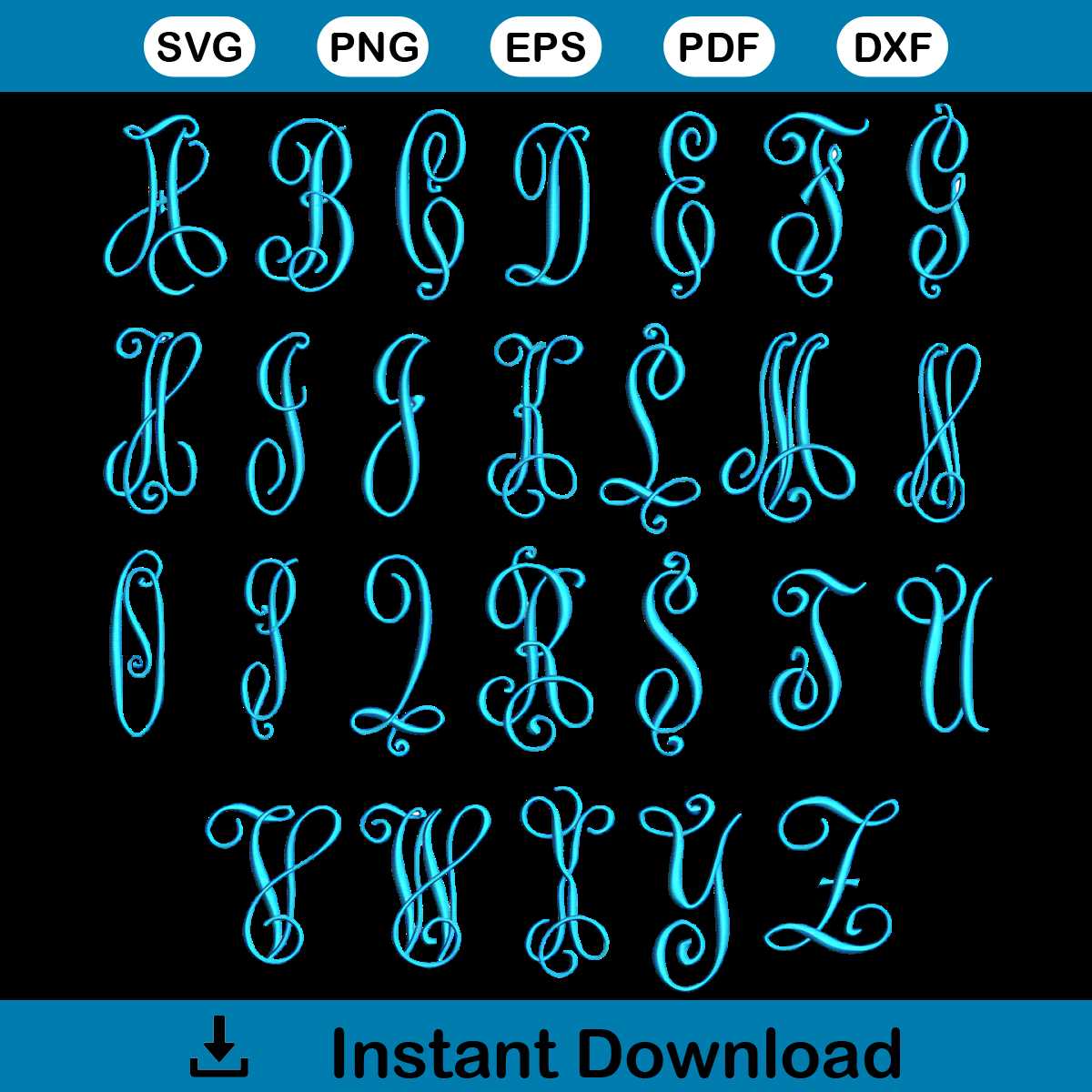Victor Machine Embroidery Font Monogram Alphabet Letters INS | Inspire ...
