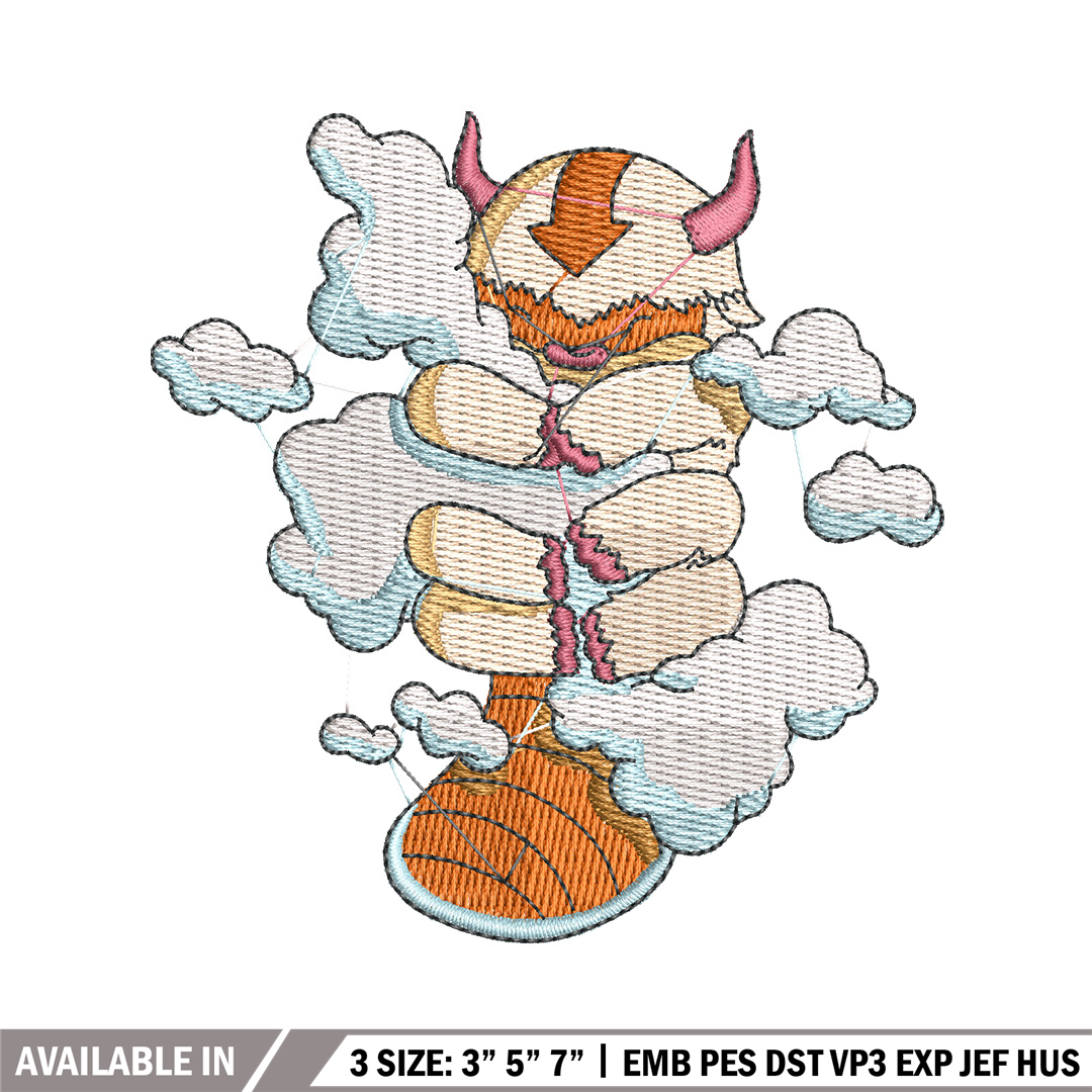 Appa cloud embroidery design, Avatar embroidery, Anime desig - Inspire ...