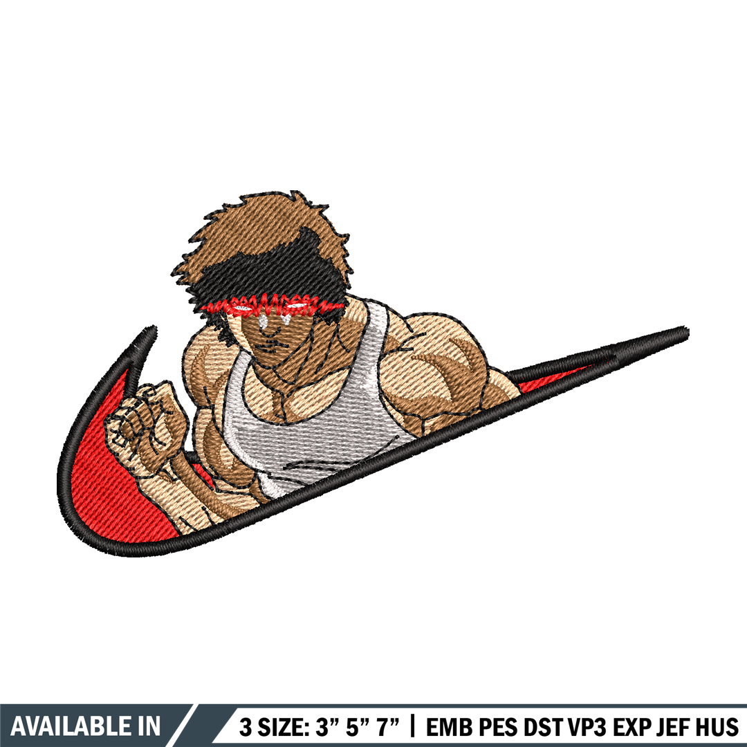 Baki angry face nike embroidery design, Baki embroidery, Nik | Inspire ...