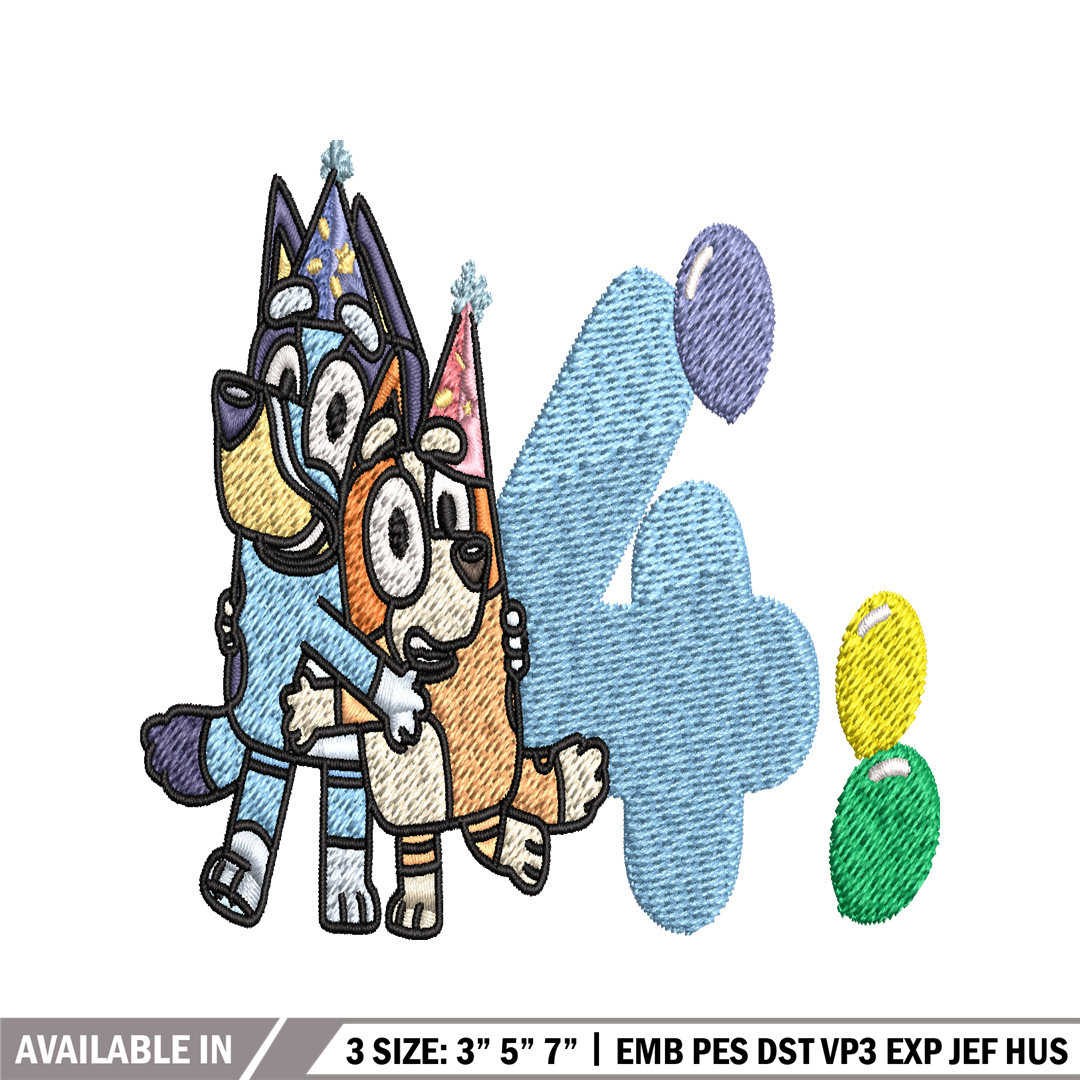 Bluey Bingo 4th Birthday Embroidery, Bluey Cartoon Embroider | Inspire ...