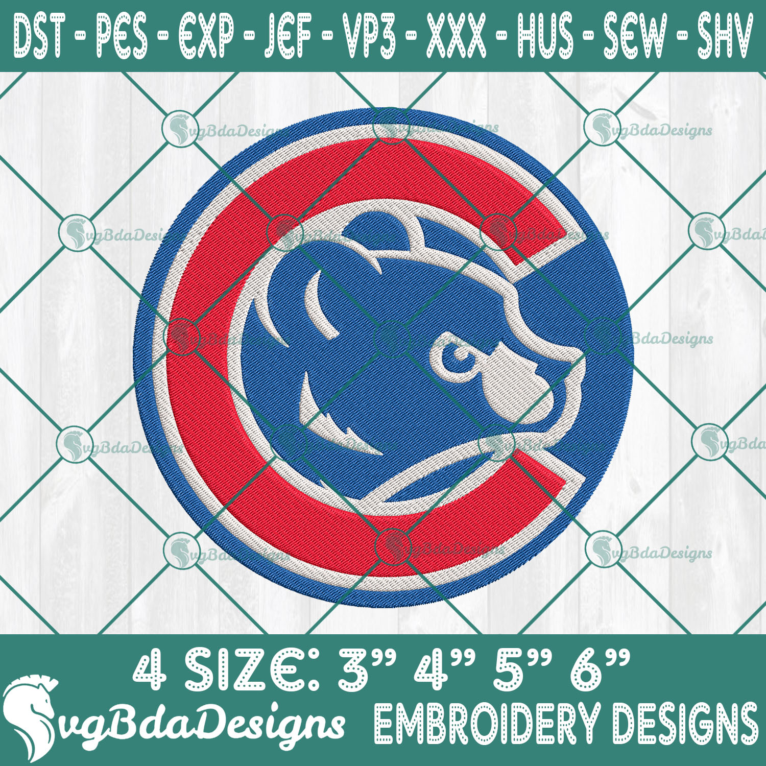 Cubs Mascot Embroidery Designs, MLB Logo Embroidered, Cubs B | Inspire ...