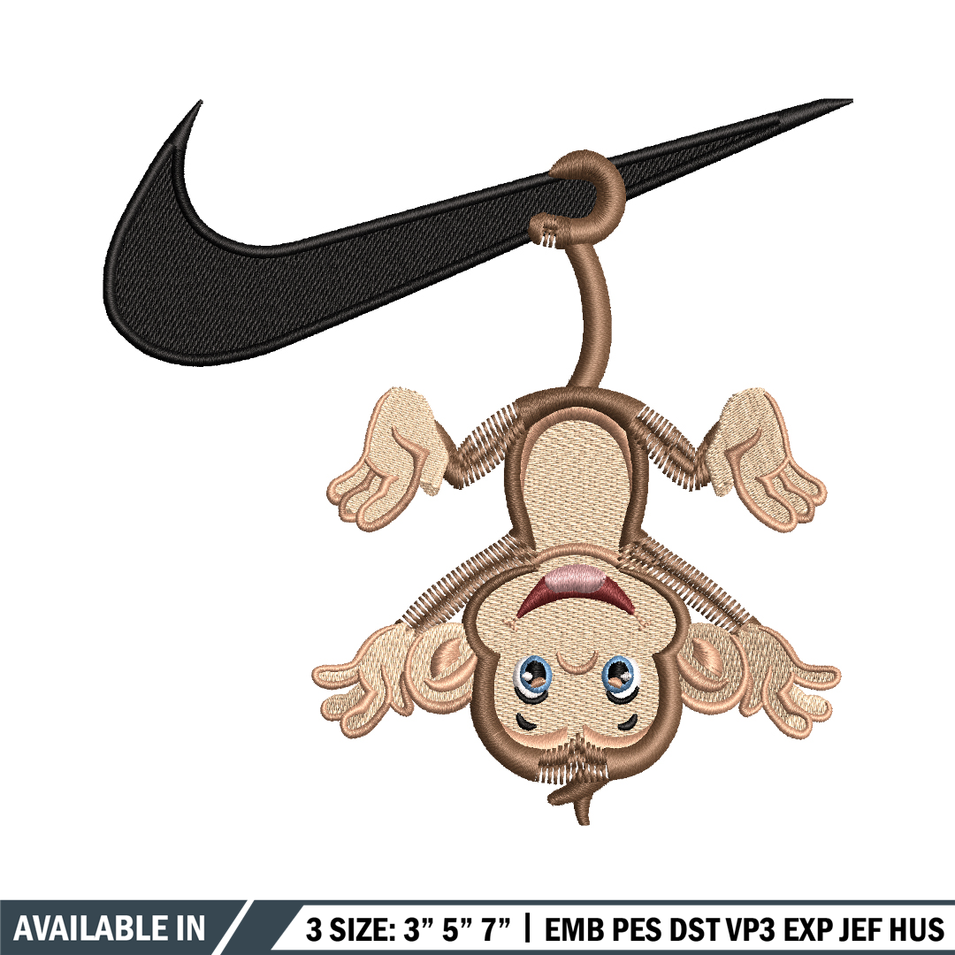 Monkey Nike logo embroidery design, Monkey Nike embroidery, | Inspire ...