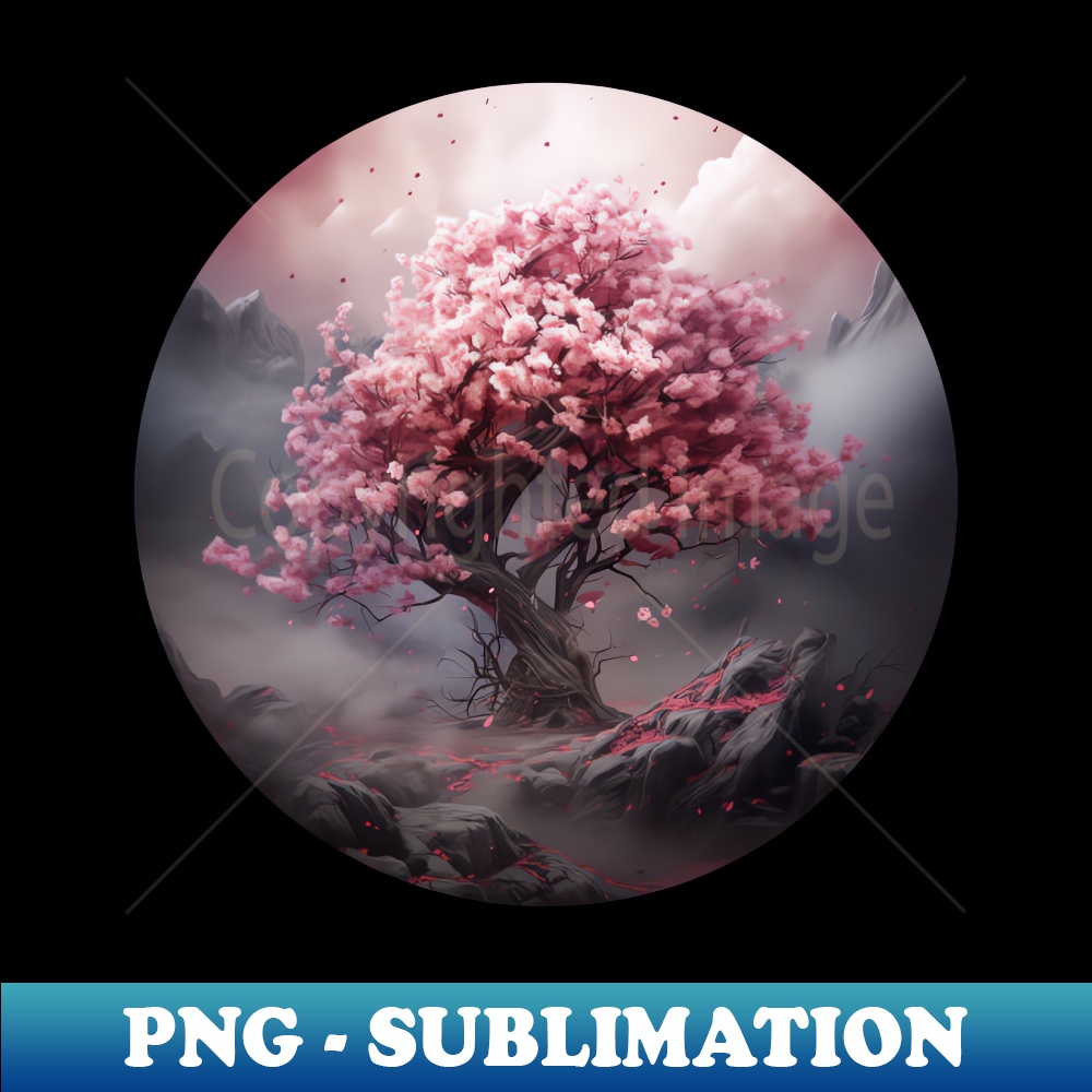 Lone Cherry Blossom Tree - Instant Sublimation Digital Downl - Inspire ...