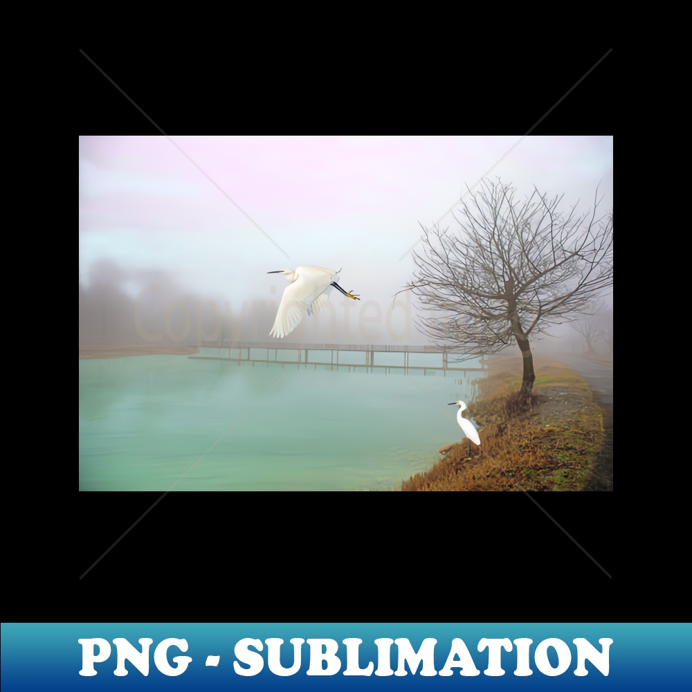 Snowy Egrets at the Bridge - Unique Sublimation PNG Download - Inspire ...