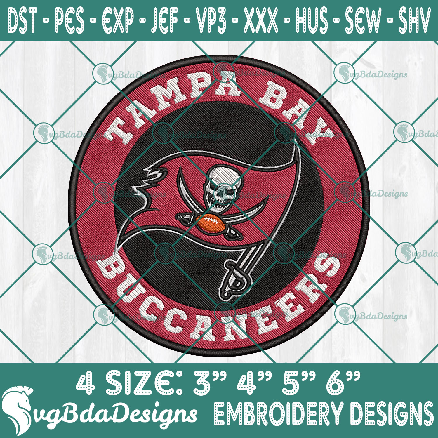 Tampa Bay Buccaneers Logo Embroidery Designs, NFL Team Logo | Inspire ...