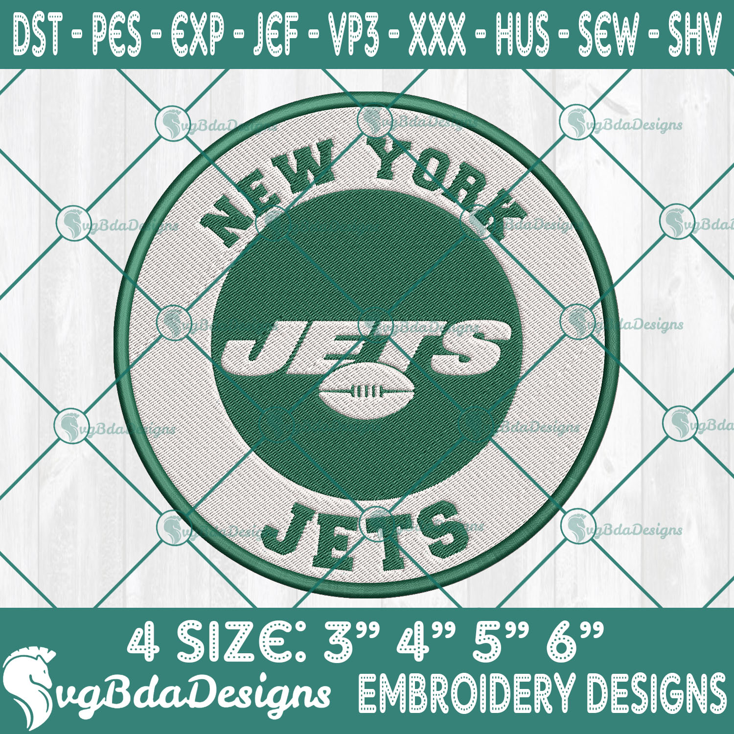 New York Jets Logo Embroidery Designs, NFL Team Logo Embroid | Inspire ...