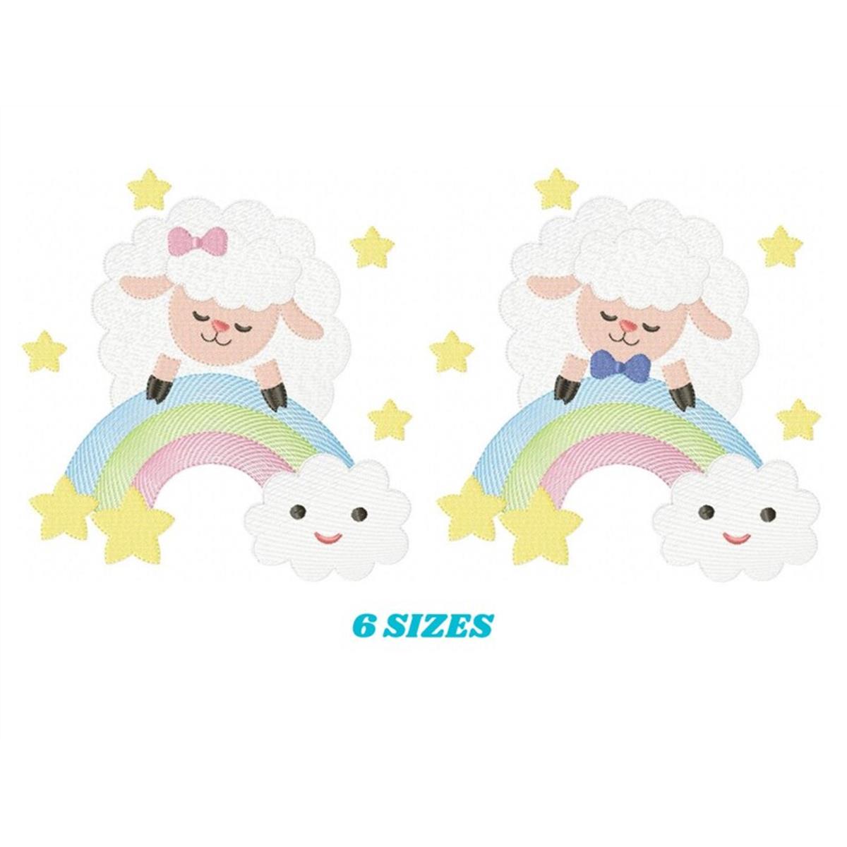 Sheep embroidery design - Rainbow embroidery designs machine - Inspire ...
