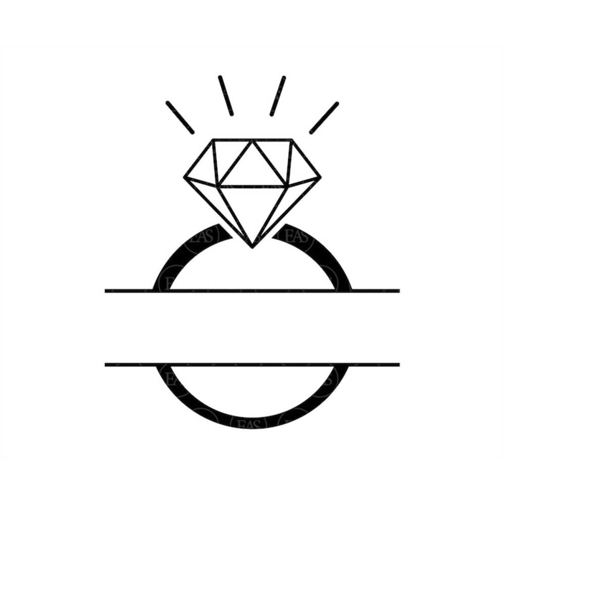 Engagement Ring Monogram Svg, Diamond Ring Svg, Split Name F - Inspire ...