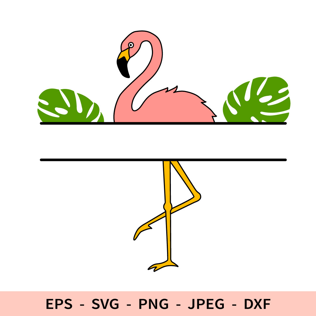 Flamingo Split Monogram Svg Bird Dxf File for Cricut Pink Fl | Inspire ...