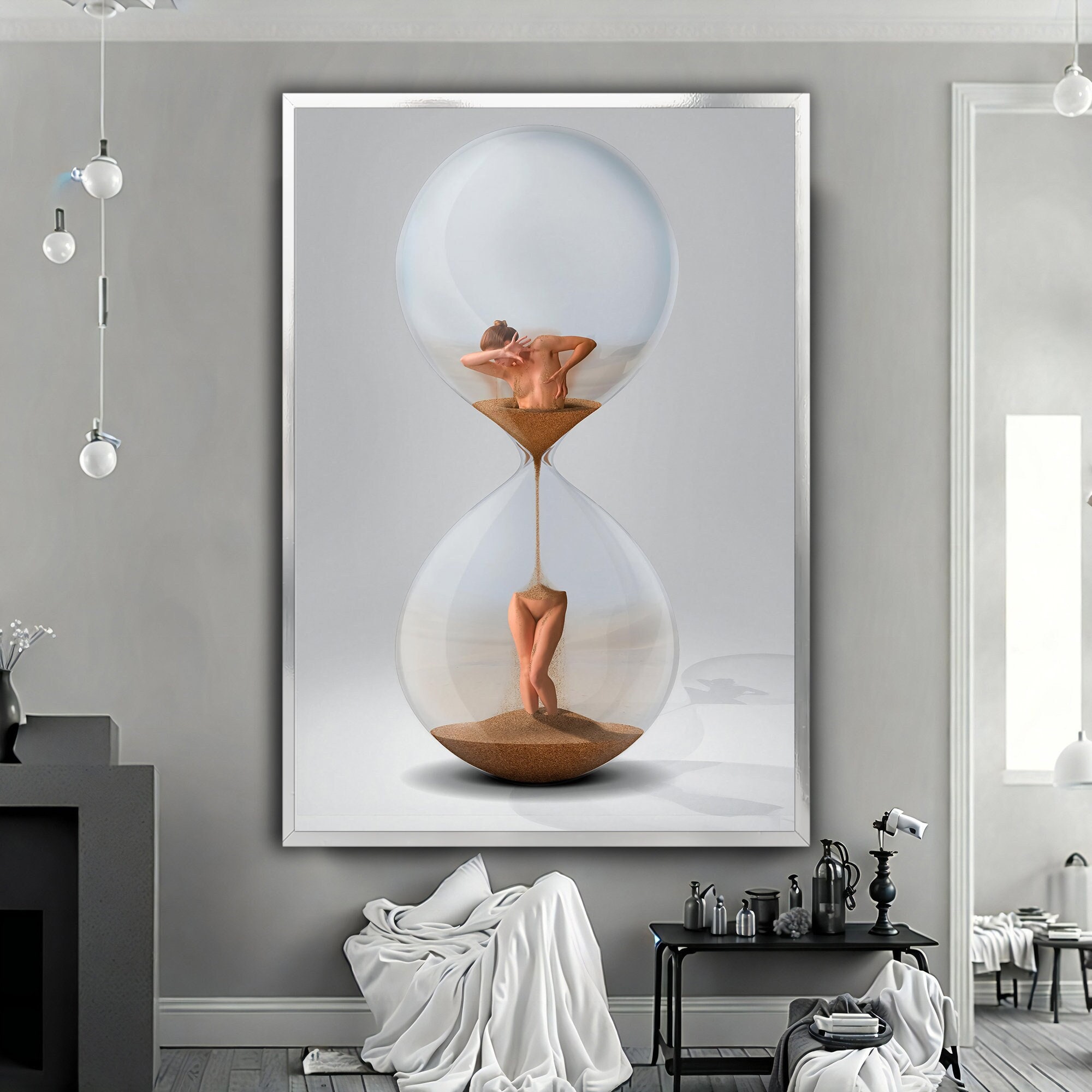 Female Hourglass Art, Surreal Hourglass Painting, Abstract H | Inspire ...