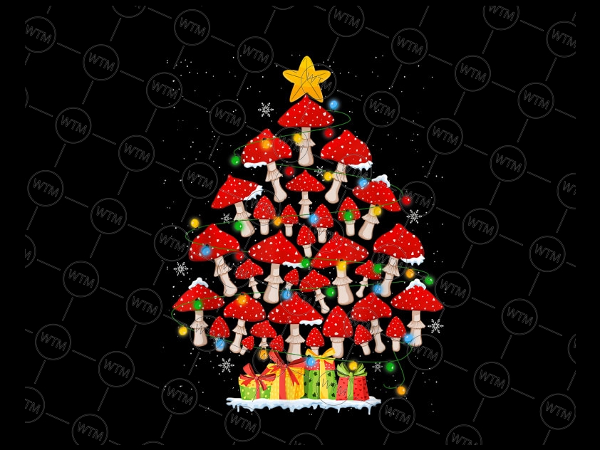 Mushroom Christmas Tree PNG, Merry Xmas Plant Lover Png, Red | Inspire ...