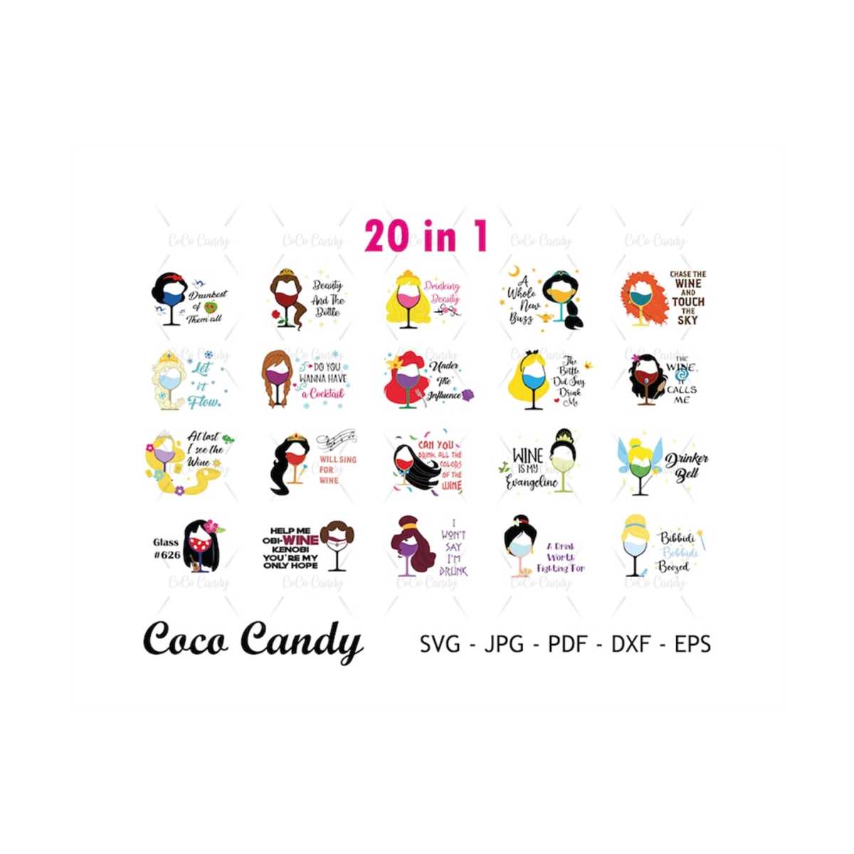 Princess Glass Bundle Svg | Princess SVG | Glass Cup SVG | P | Inspire ...