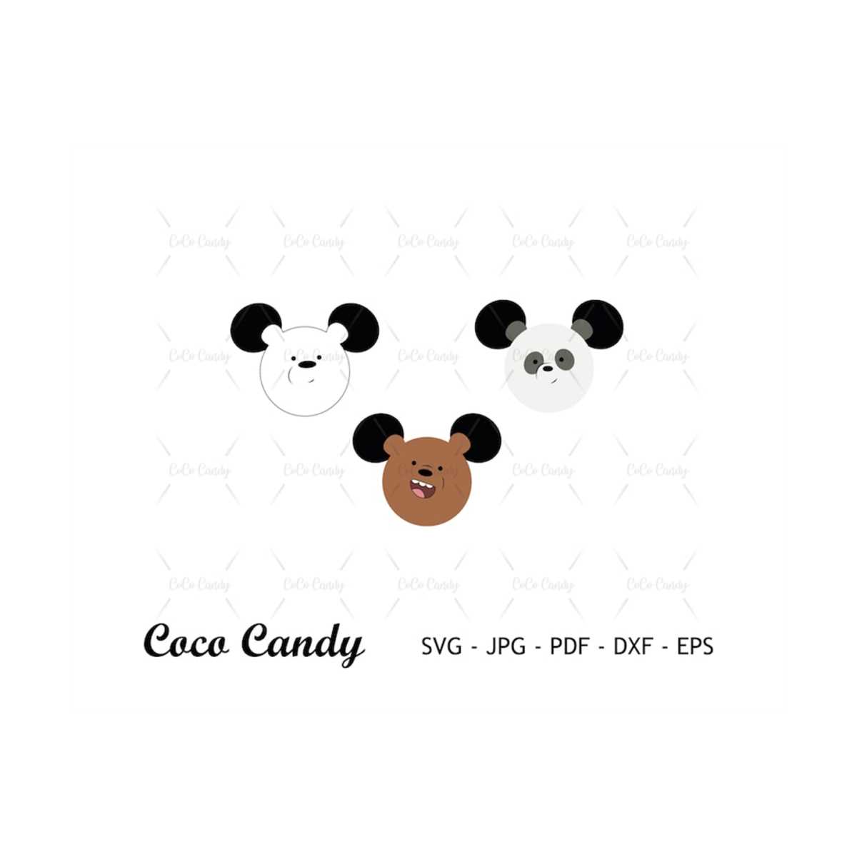 Bare Bears Bundle Svg | Bears SVG | Mouse Ear SVG | Animals | Inspire ...