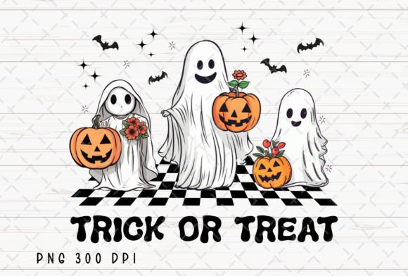 Trick or Treat Ghost Retro Halloween PNG - Inspire Uplift