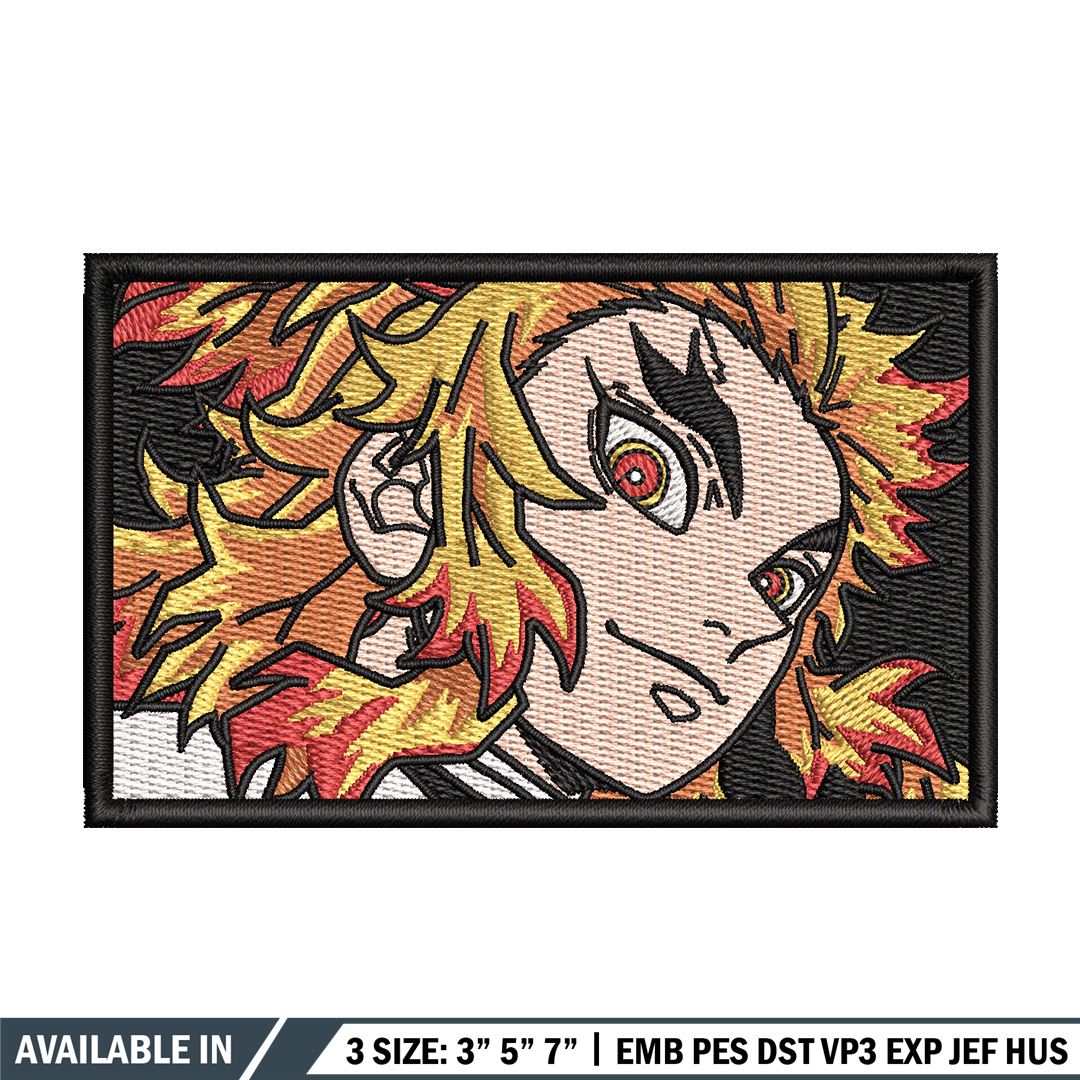 Rengoku rectangle embroidery design, Rengoku embroidery, Ani - Inspire ...