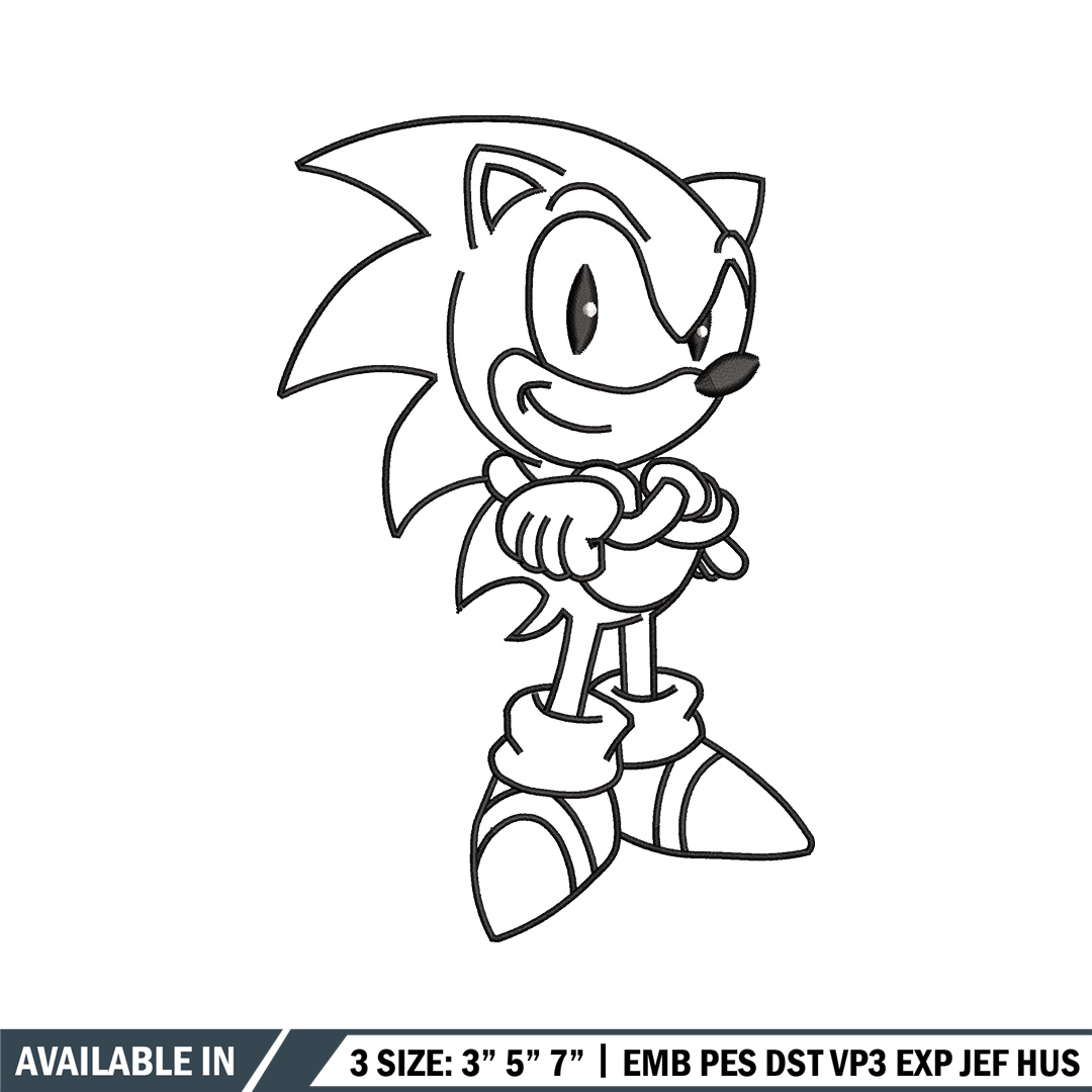 Sonic black white embroidery design, Sonic embroidery, Emb d | Inspire ...