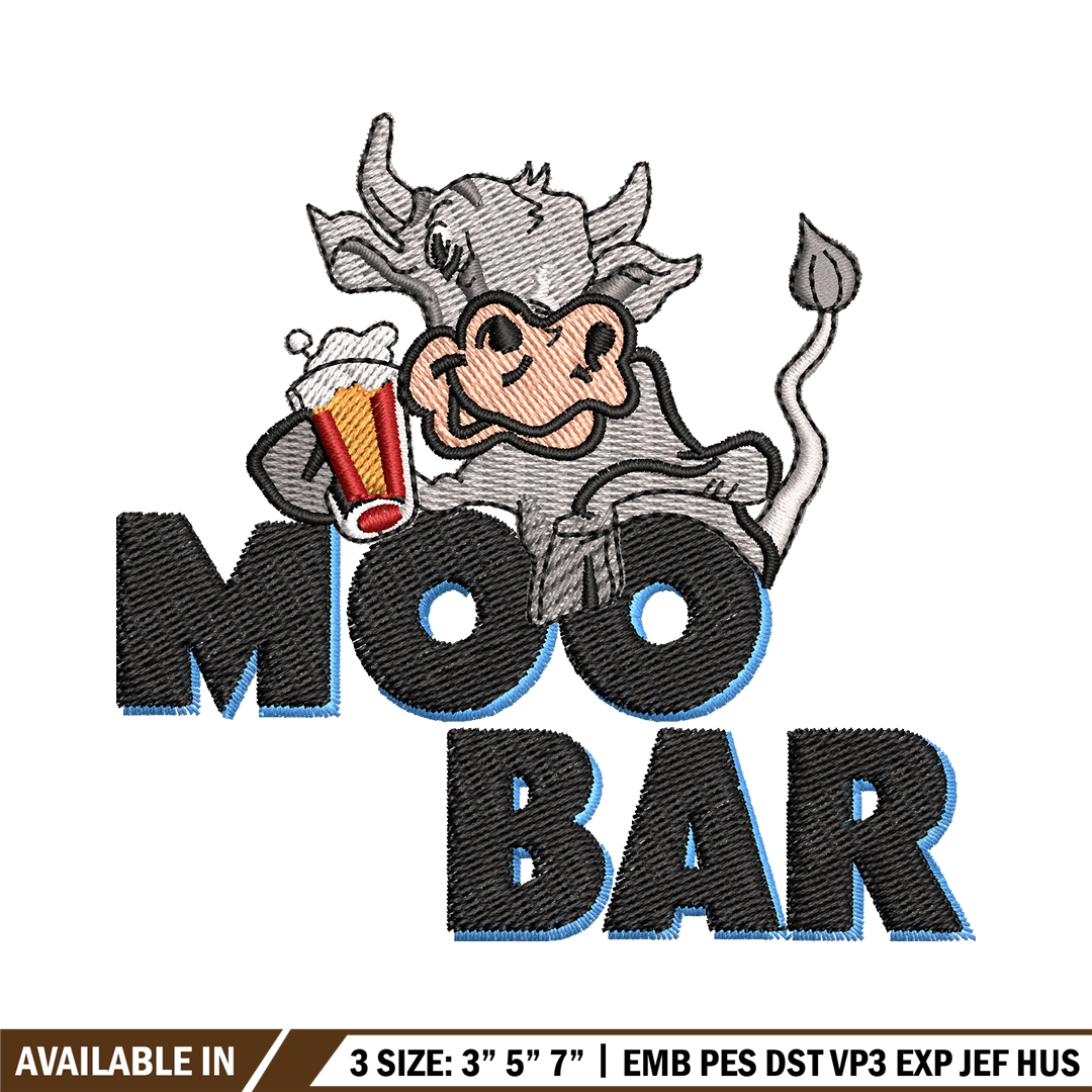 Moo Bar logo embroidery design, Moo Bar embroidery, logo shi - Inspire Uplift