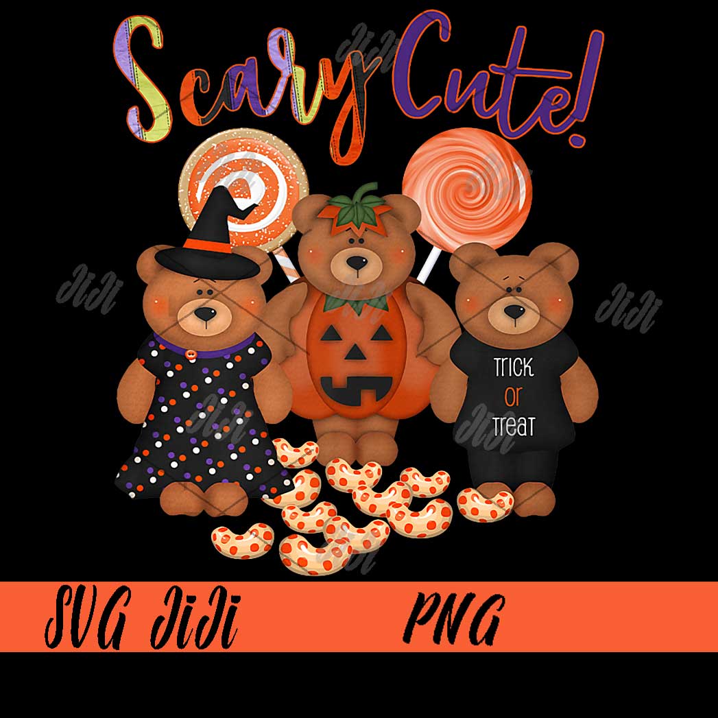 Scary Cute PNG, Adorable Teddy Bear Halloween PNG | Inspire Uplift