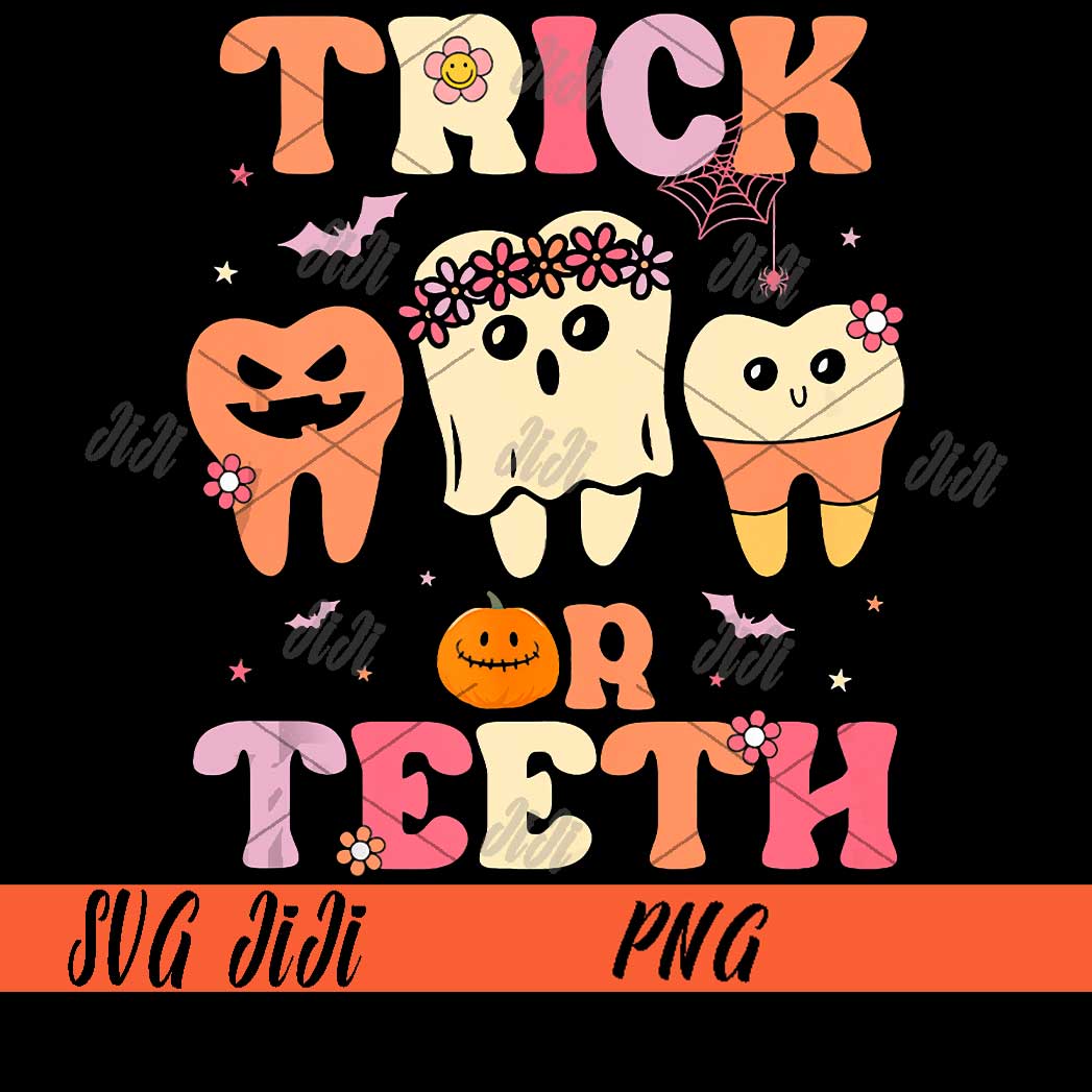 Trick or Teeth PNG, Ghost Groovy Dental PNG, Halloween Treat | Inspire ...