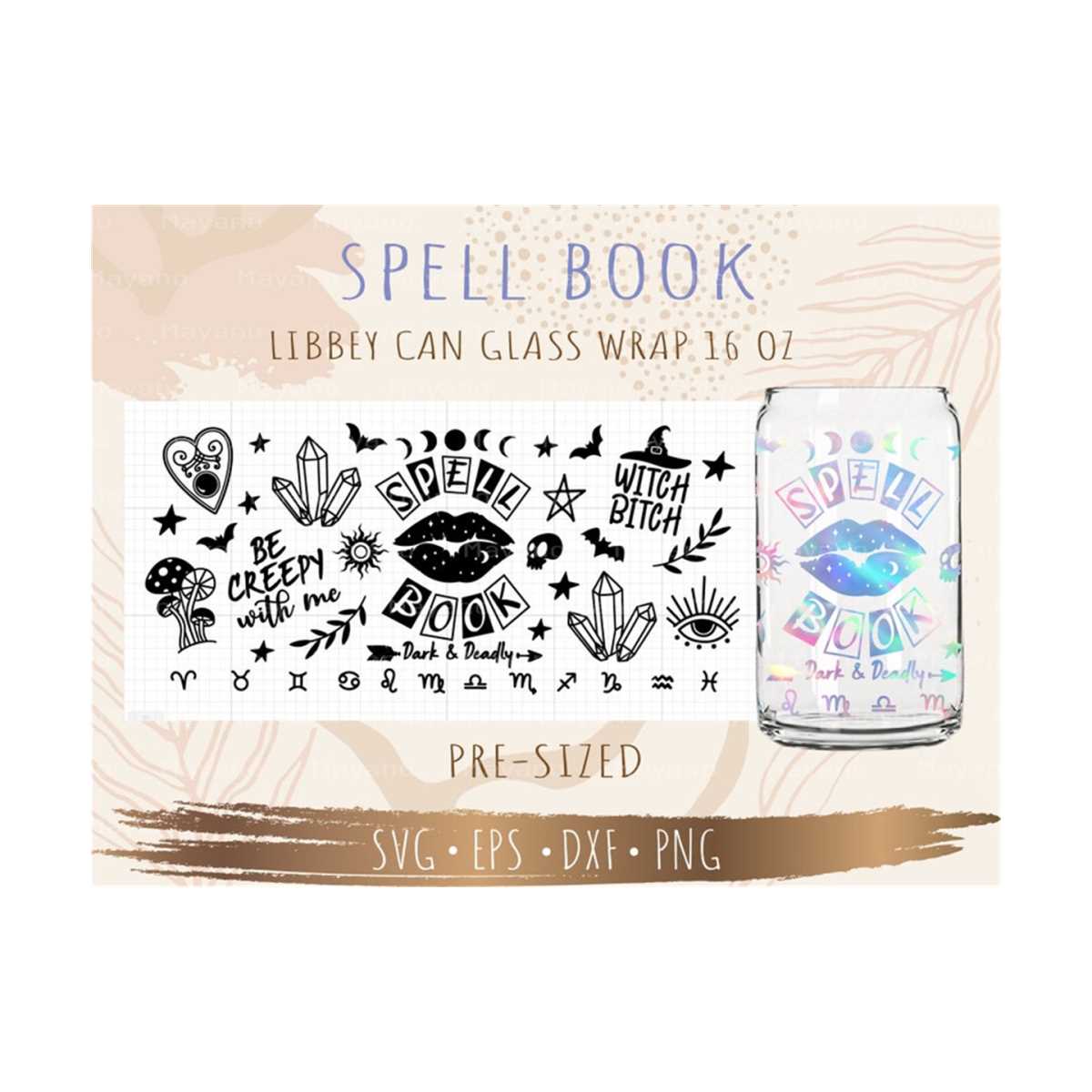 Spell book SVG, DIY for Libbey Can Shaped Beer Glass 16oz, C | Inspire ...