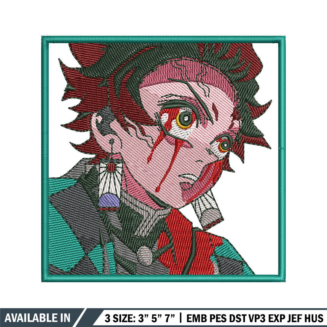 Tanjiro green embroidery design, Tanjiro embroidery, Anime d - Inspire ...