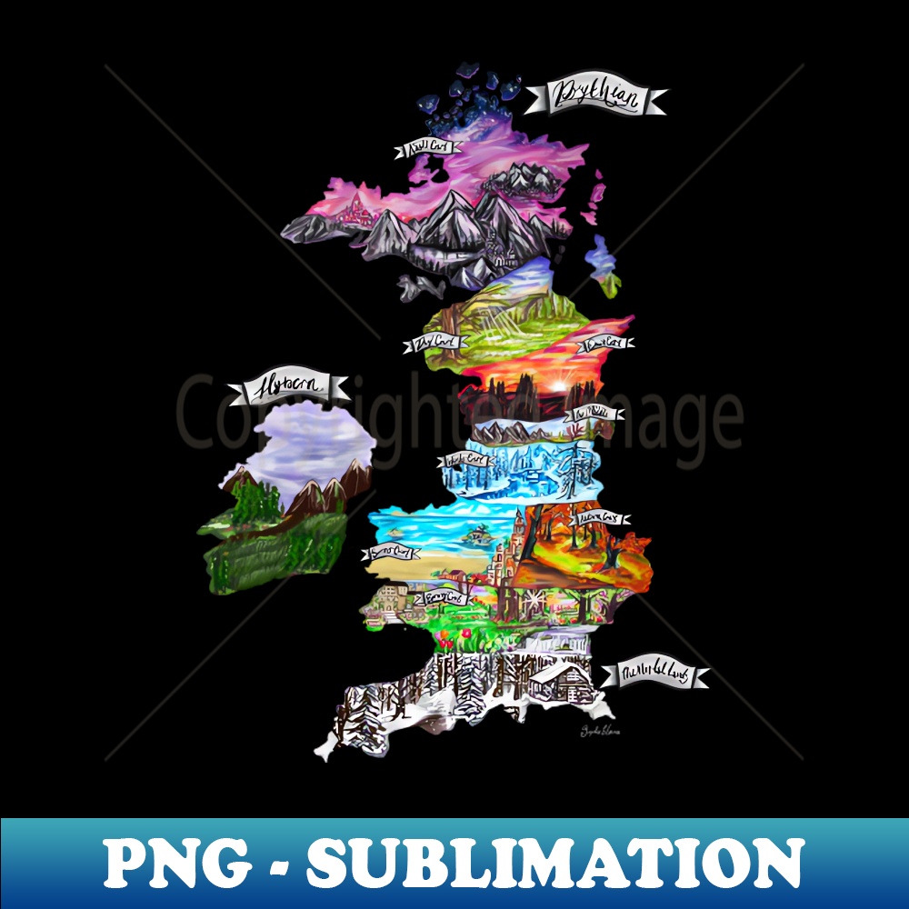 Map of Prythian with court names - High-Quality PNG Sublimat | Inspire ...