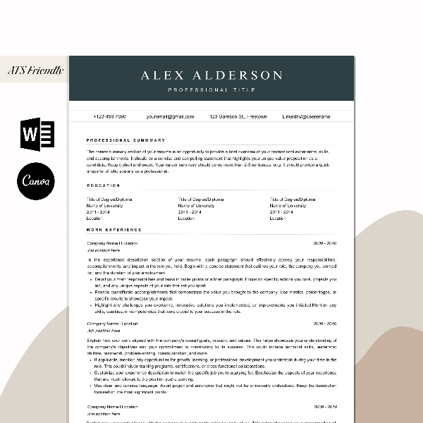 Minimalist Resume, Word & Canva ATS Resume Templat 5 pages - Inspire Uplift