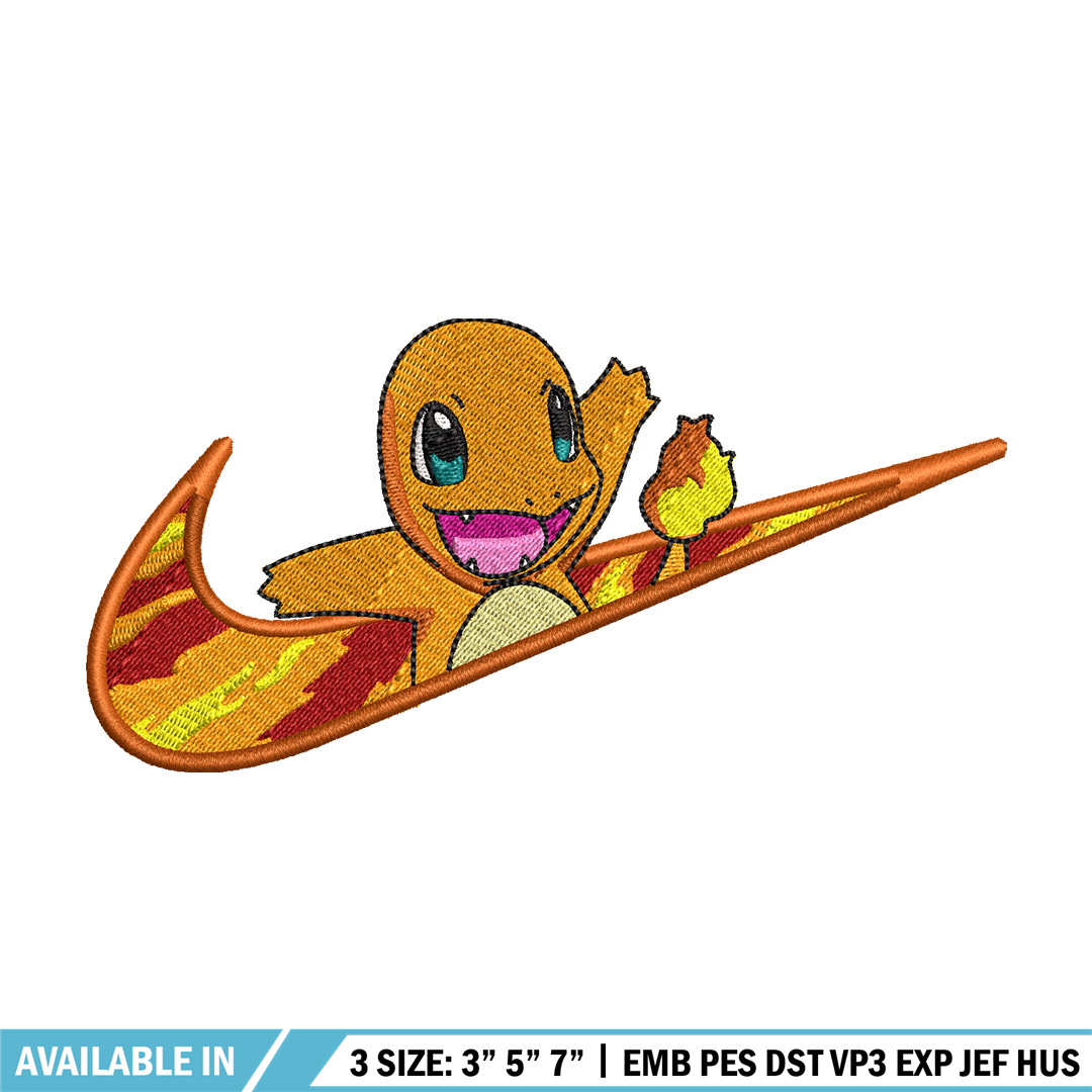 Nike x Charmander embroidery design, Pokemon embroidery,Nike | Inspire ...