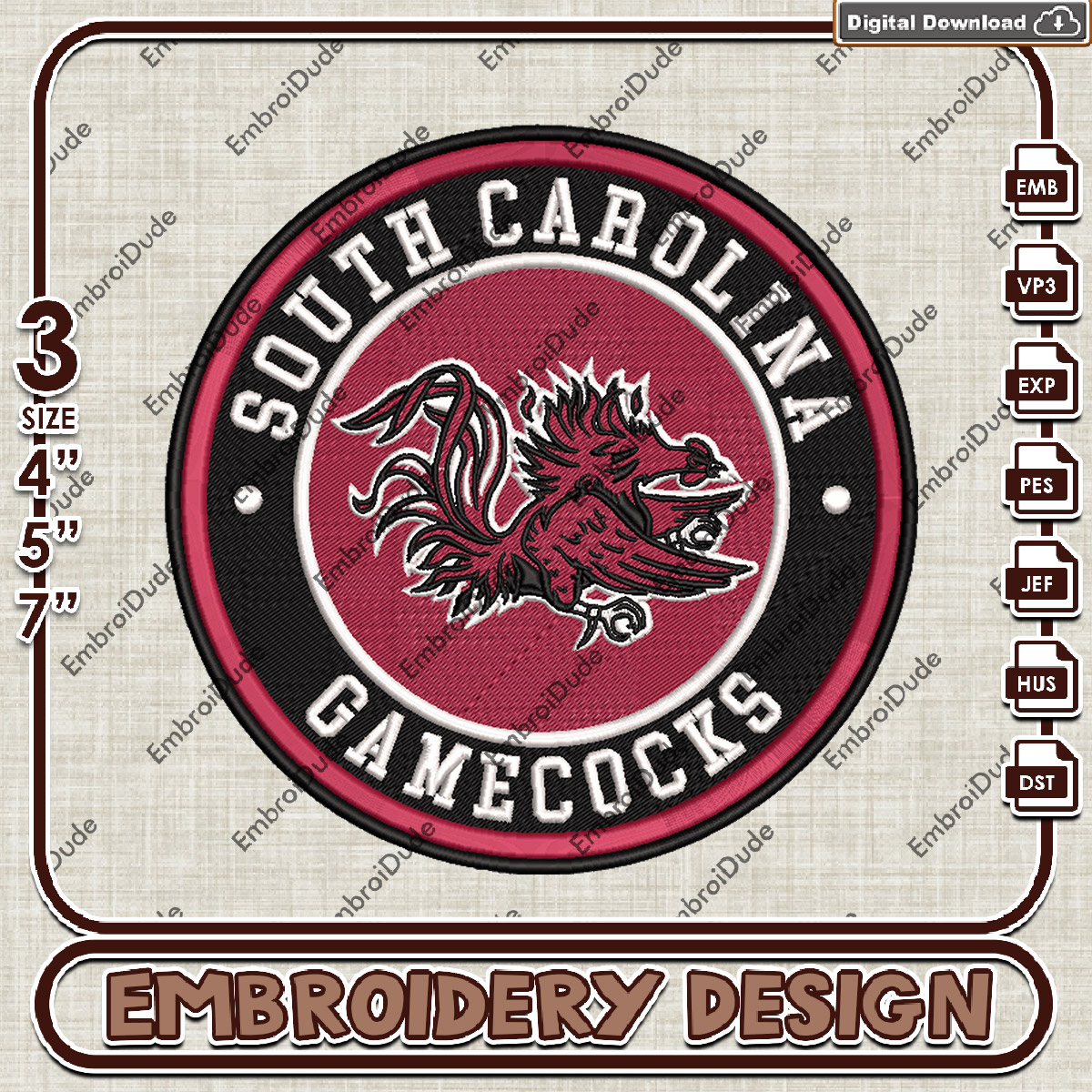 NCAA Logo Embroidery Files, NCAA Gamecocks Embroidery Design - Inspire ...