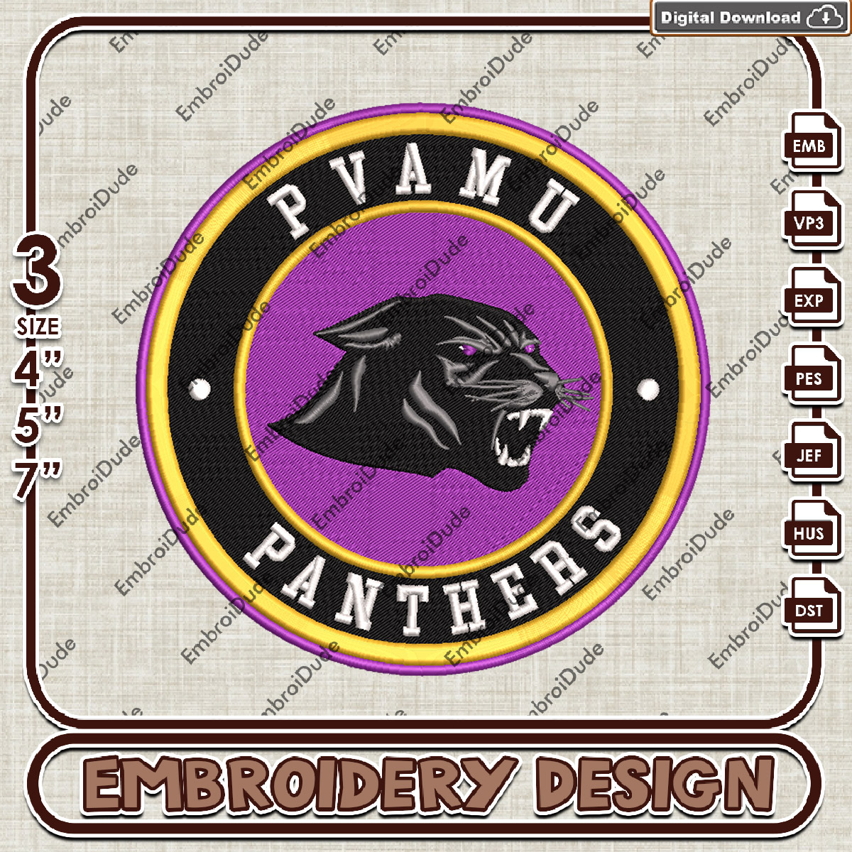 NCAA Logo Embroidery Files, NCAA PVAMU Panthers Embroidery D | Inspire ...