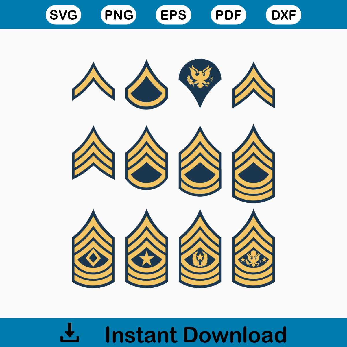 US Army Sergent Enlisted Rank Vectors,SvG,PnG,DxF,EpS file,I | Inspire ...