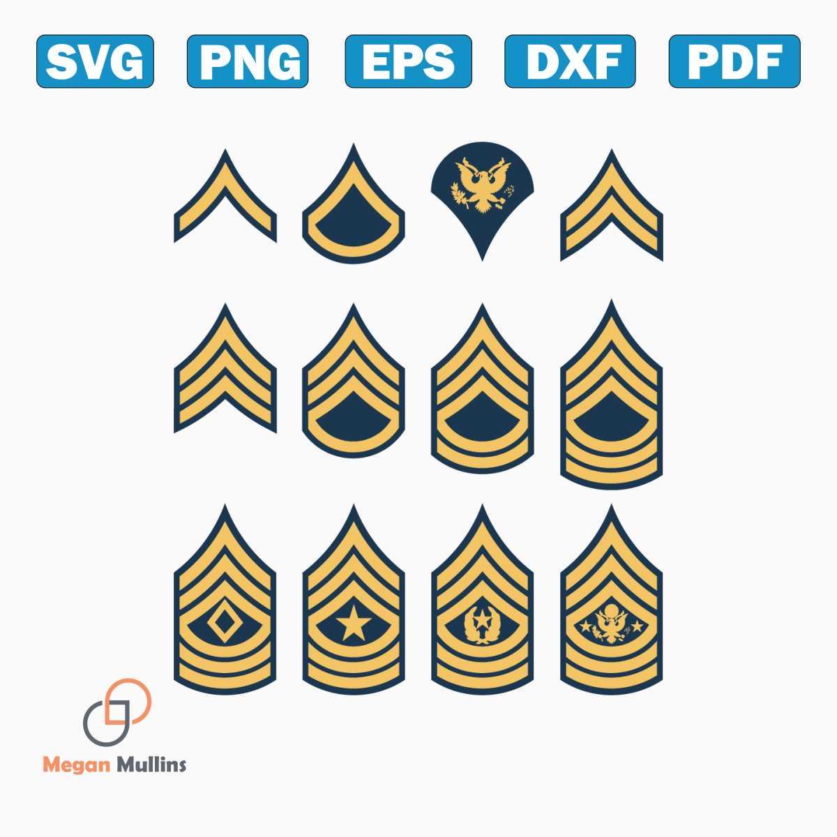 US Army Sergent Enlisted Rank Vectors,SvG,PnG,DxF,EpS file,I | Inspire ...
