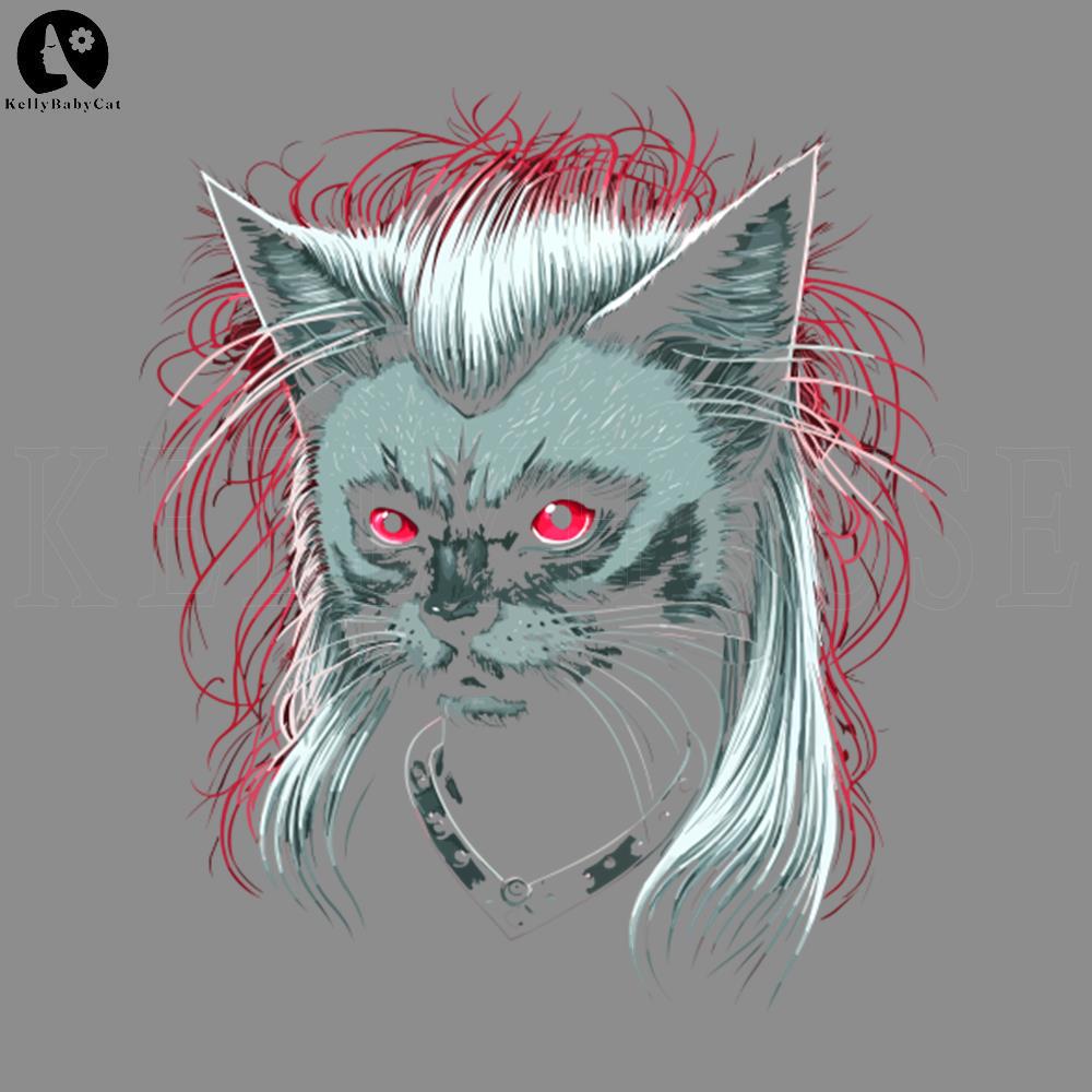 80s Heavy Metal Cat PNG, Digital Download | Inspire Uplift