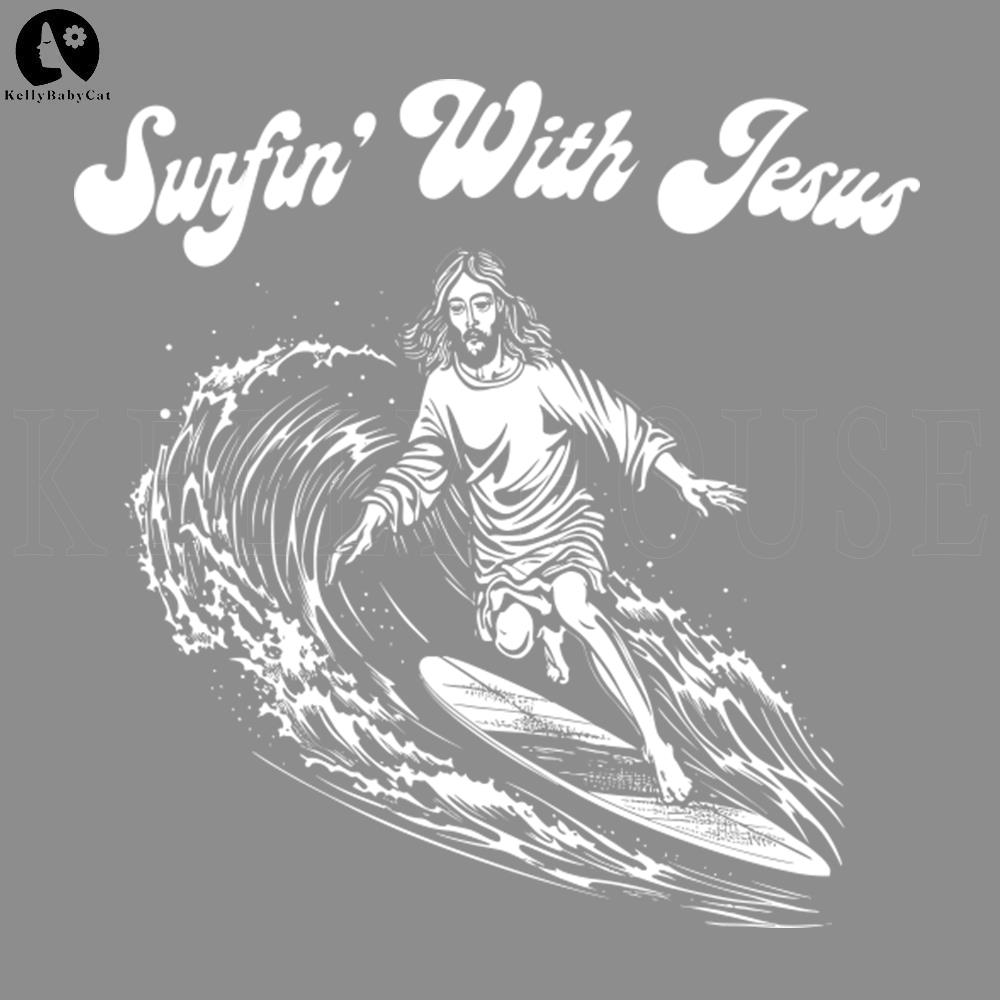 Surfin With Jesus PNG, Digital Download - Inspire Uplift