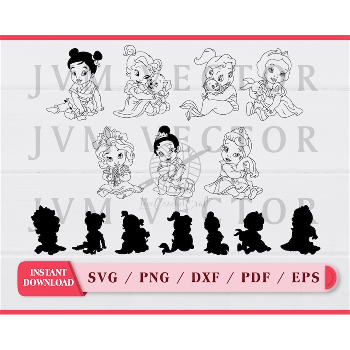 Baby Princess Vector SVG Bundle, clipart, eps, png, dxf, pdf | Inspire ...