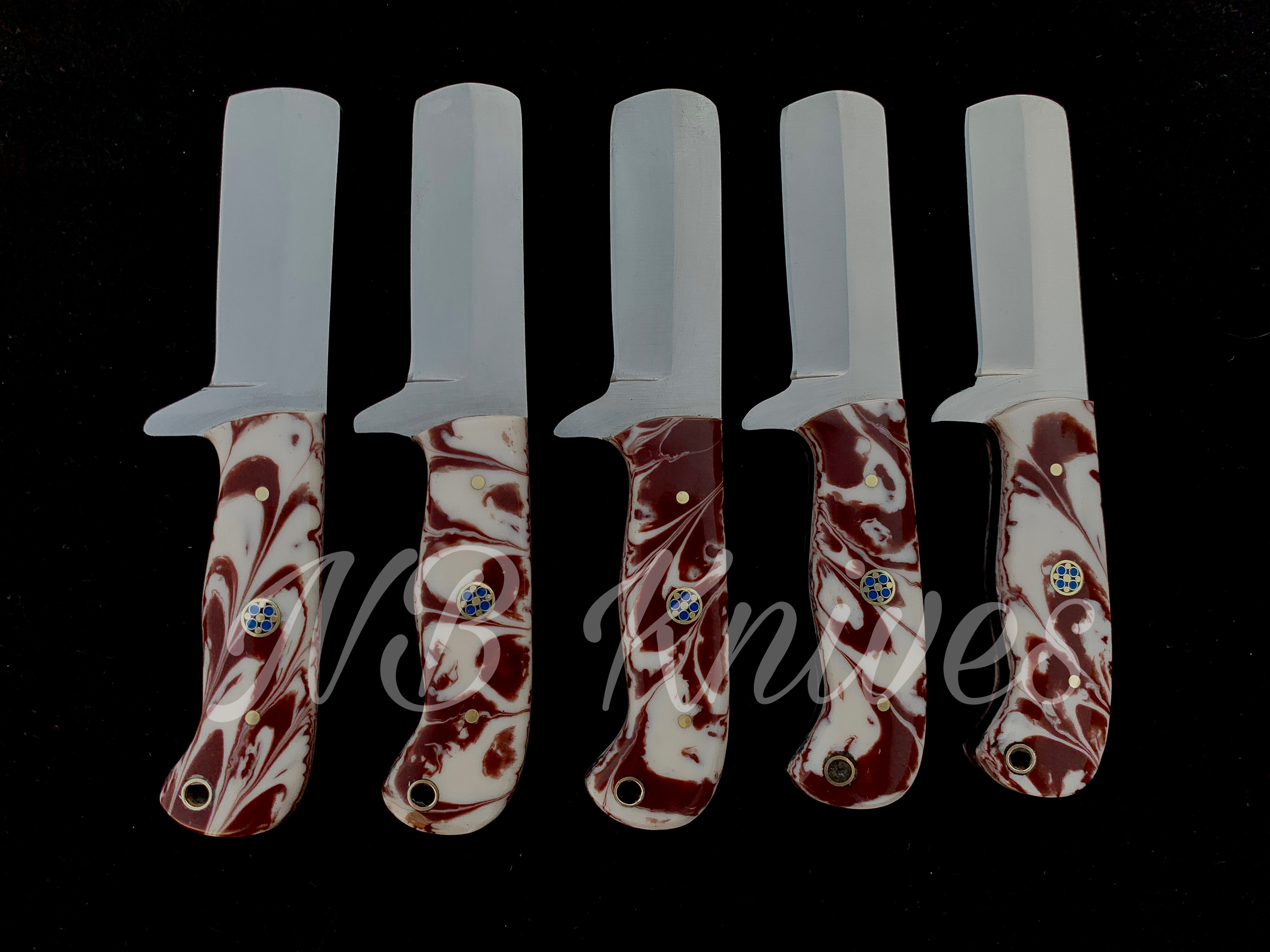 CUSTOM HANDMADE LOT OF 5 COW BOY BULL CUTTER KNIVES WITH LEA | Inspire ...