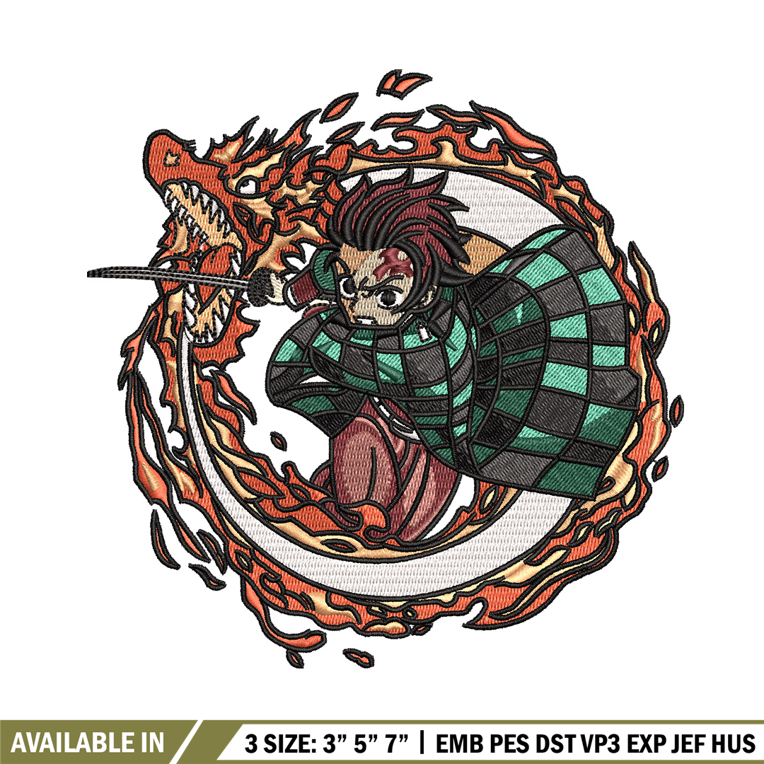 Tanjiro fire embroidery design, Tanjiro embroidery, Anime de - Inspire ...