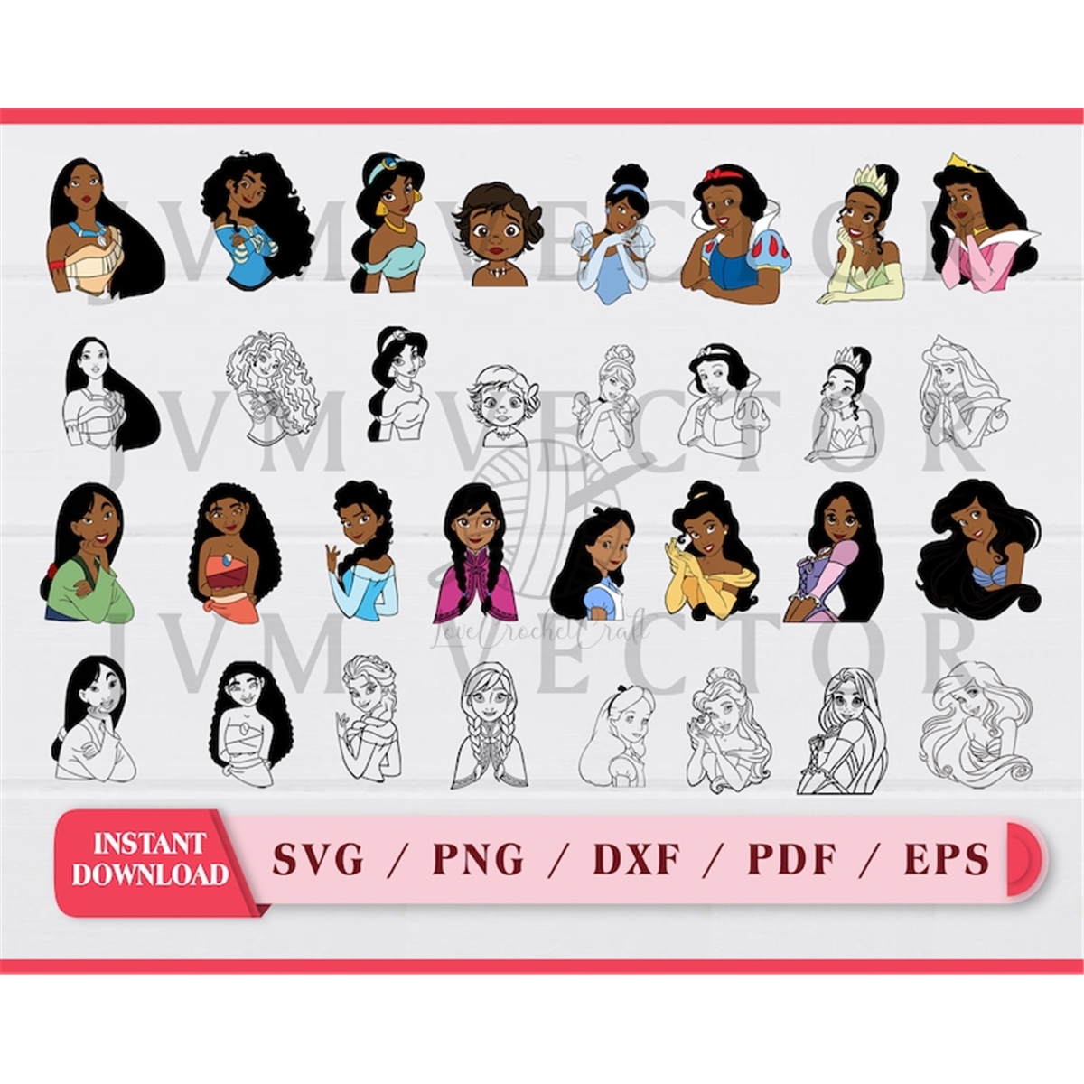 Princess Vector SVG Bundle, clipart, eps, png, dxf, pdf, Lay | Inspire ...