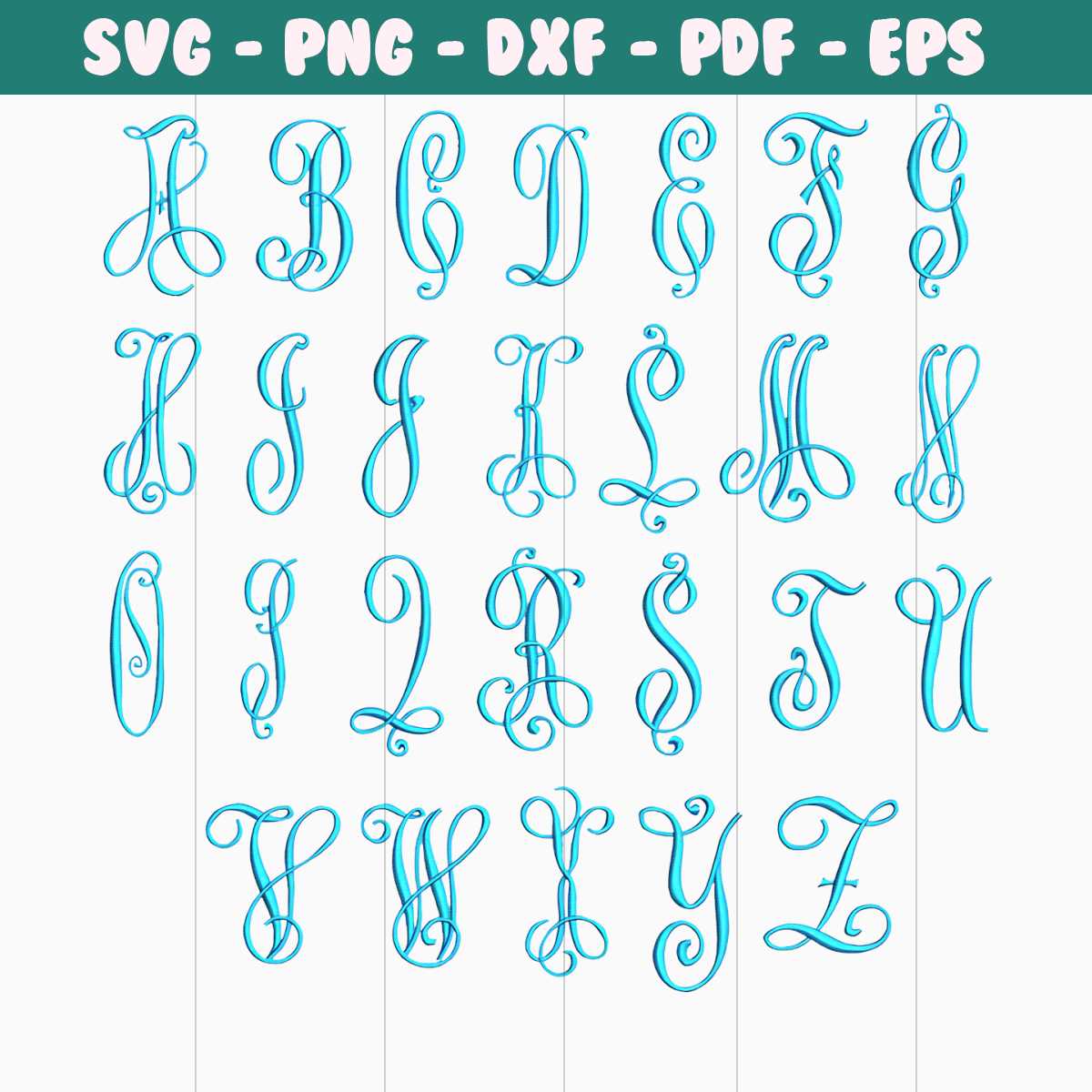 Victor Machine Embroidery Font Monogram Alphabet Letters INS | Inspire ...
