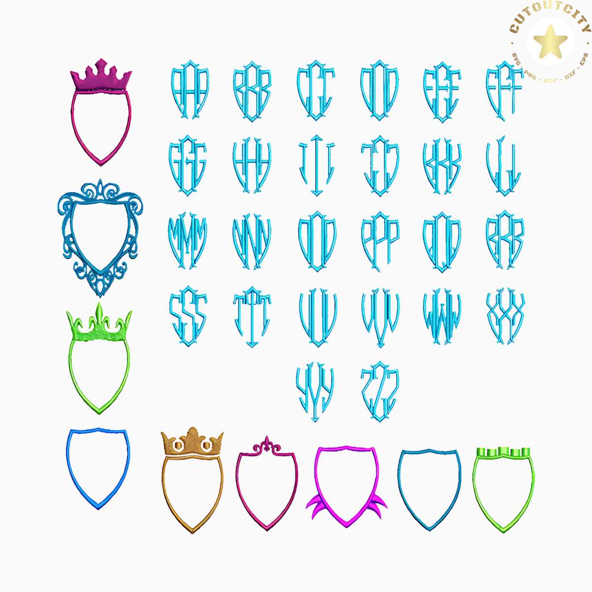 Shield Embroidery Fonts Monogram Machine Embroidery Font Alp | Inspire ...