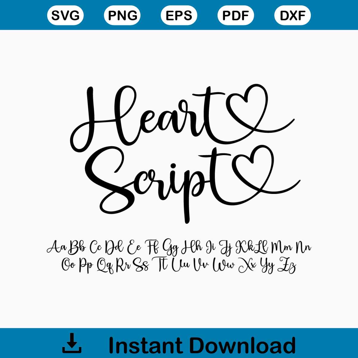 Heart Script Font, Script Font, Font with Hearts, Font with | Inspire ...